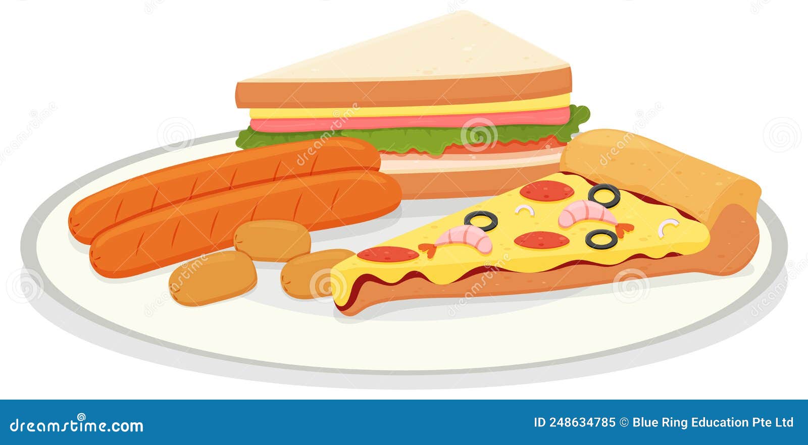 Fast Food Set in Cartoon Style Stock Vector - Illustration of design ...