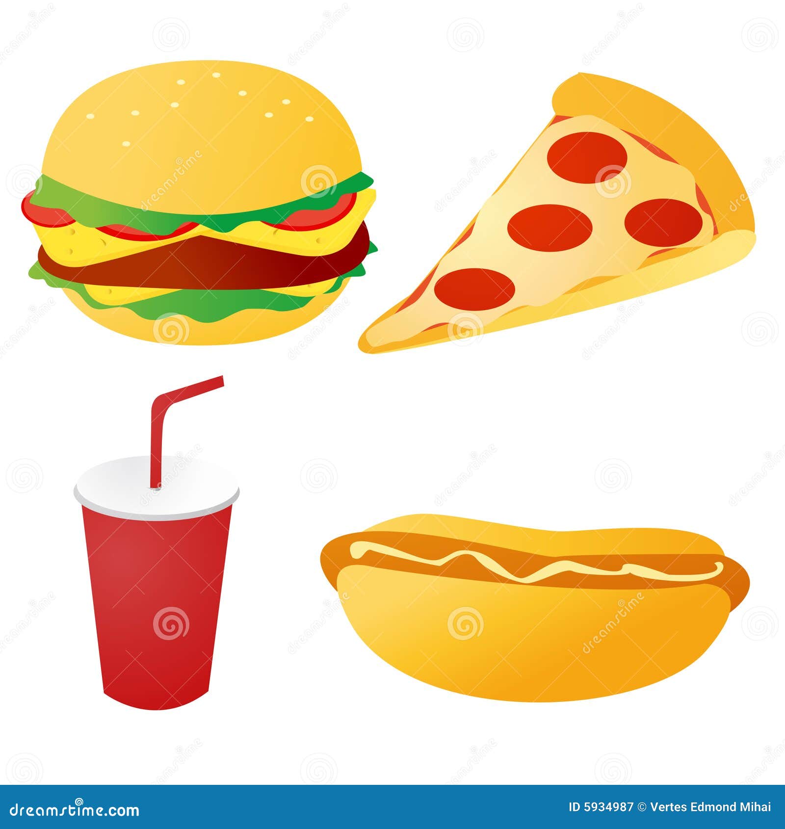 Fast food set vector stock vector. Illustration of tomato - 5934987
