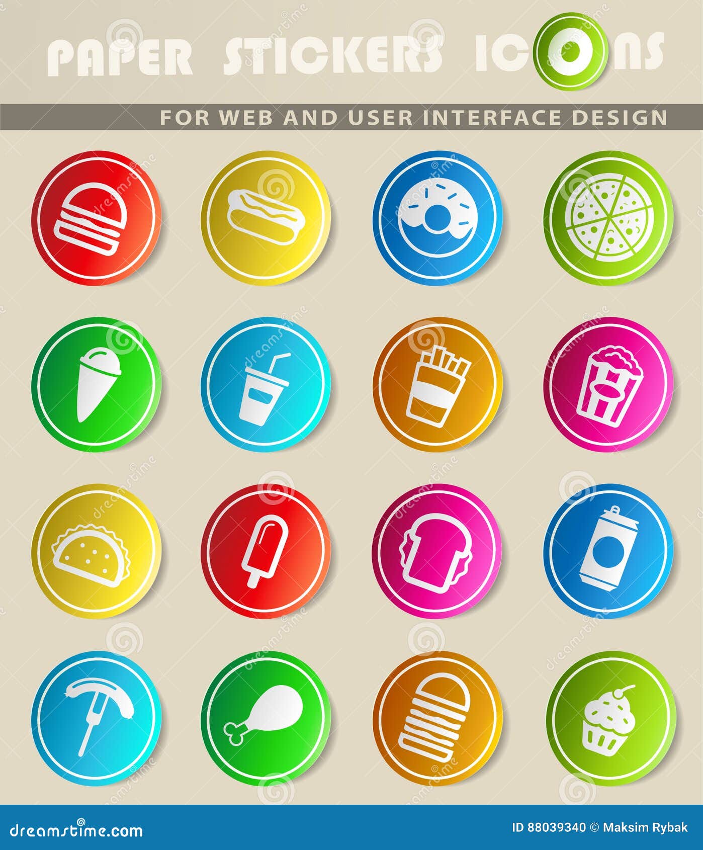 Fast food simply icons stock vector. Illustration of bread - 88039340