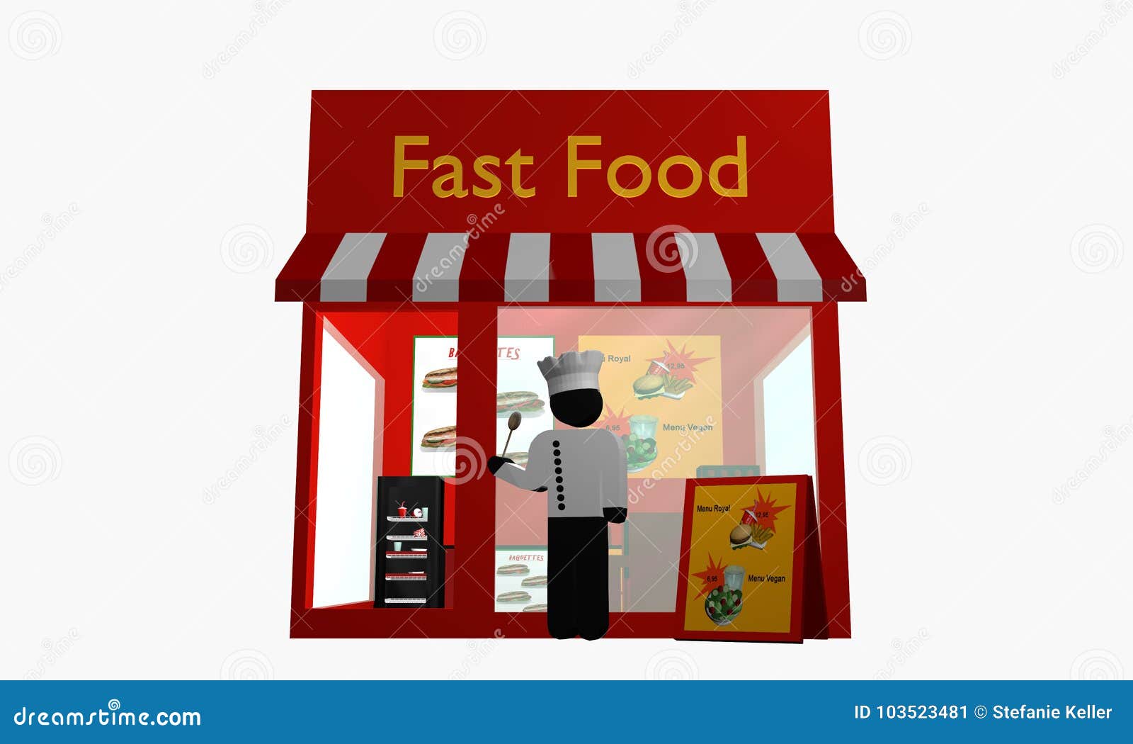 Fast Food Snack with Chef Standing in Front of it. Stock Illustration ...