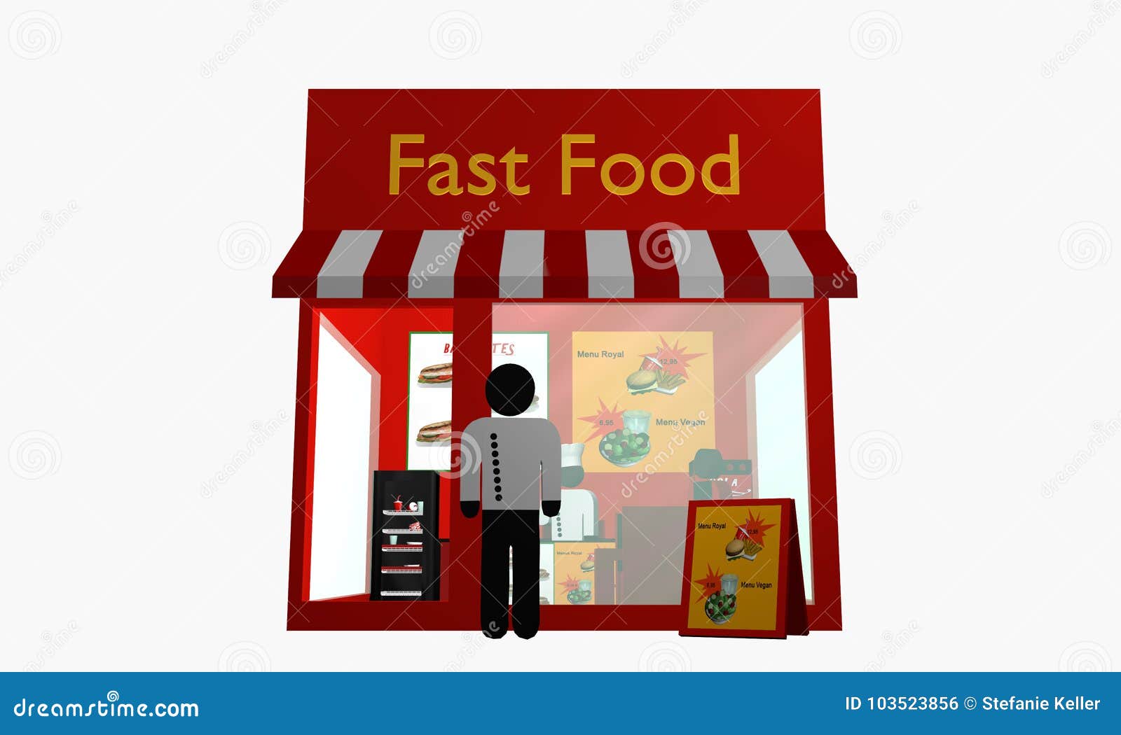 Fast Food Snack with Figures. Front View Stock Illustration ...