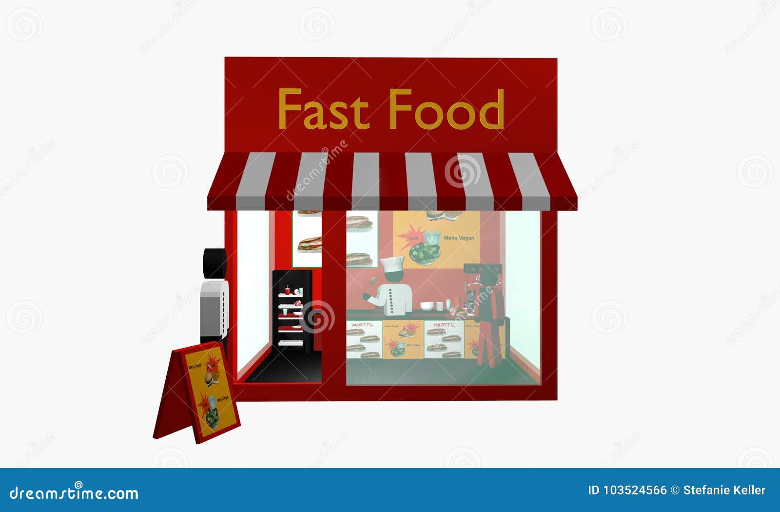 Fast Food Snack with Figures. Front View Stock Illustration ...
