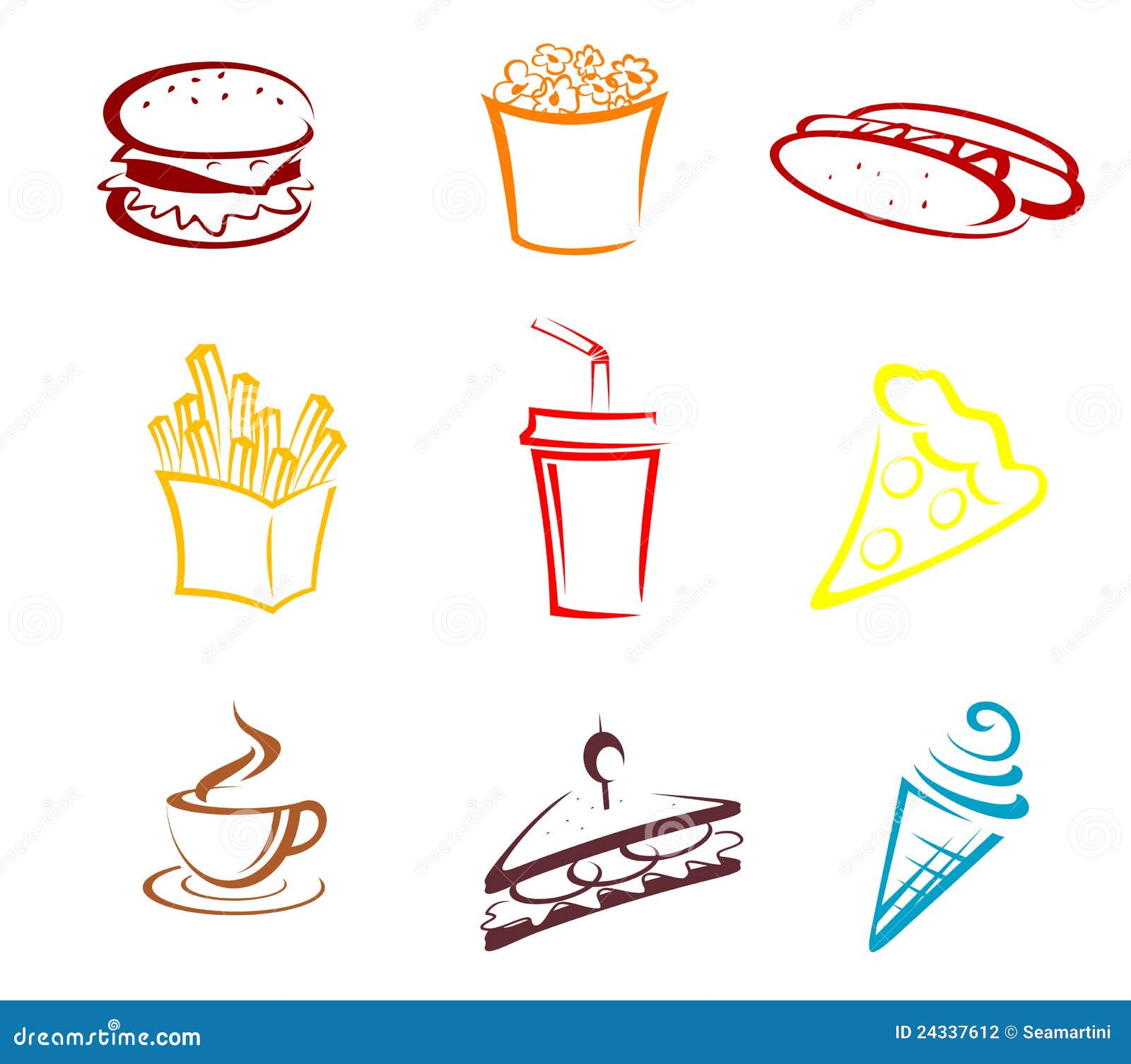 Fast food and snacks stock vector. Illustration of design - 24337612