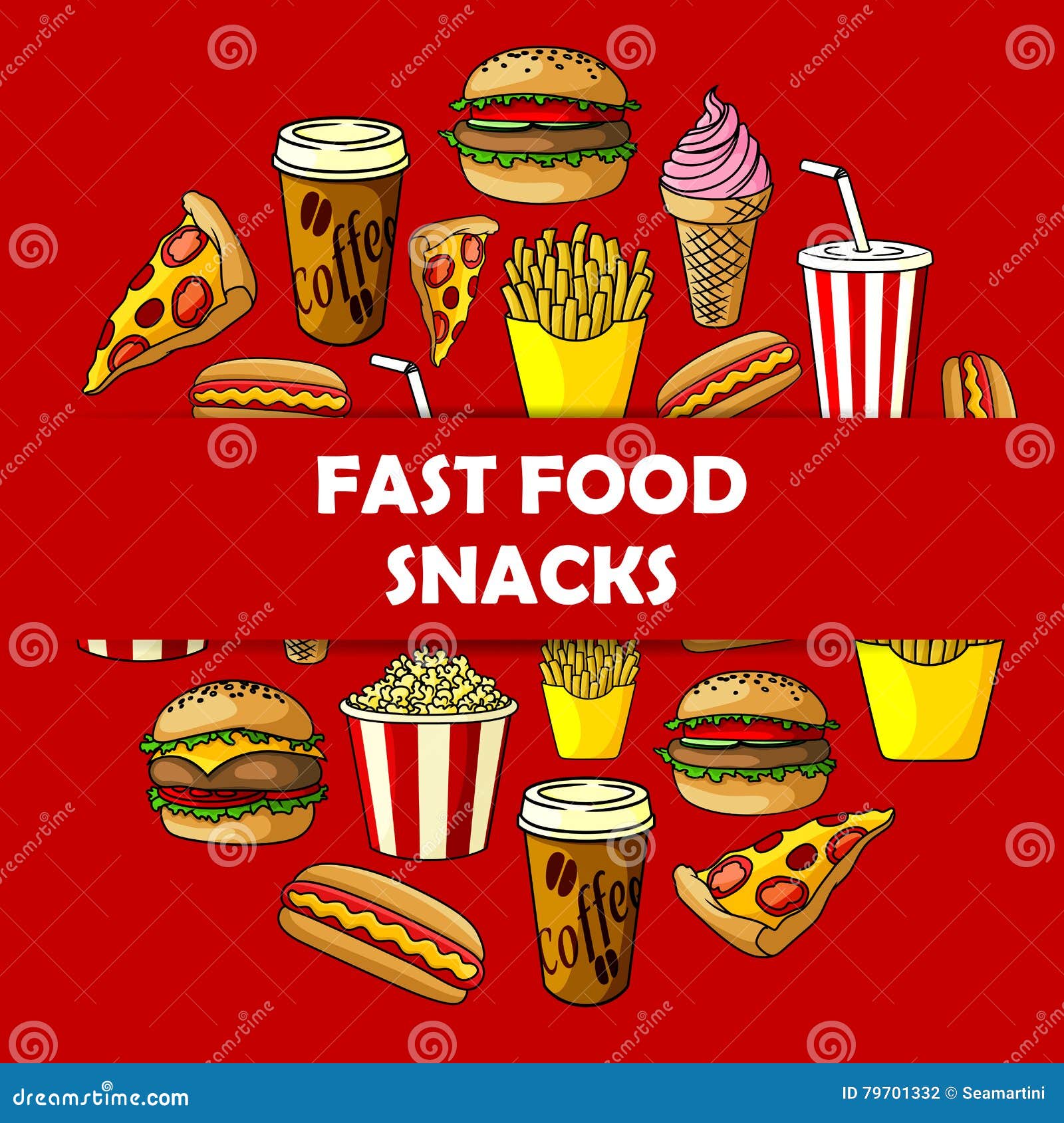 Fast Food Snacks Label for Menu Card Cover Stock Vector - Illustration ...