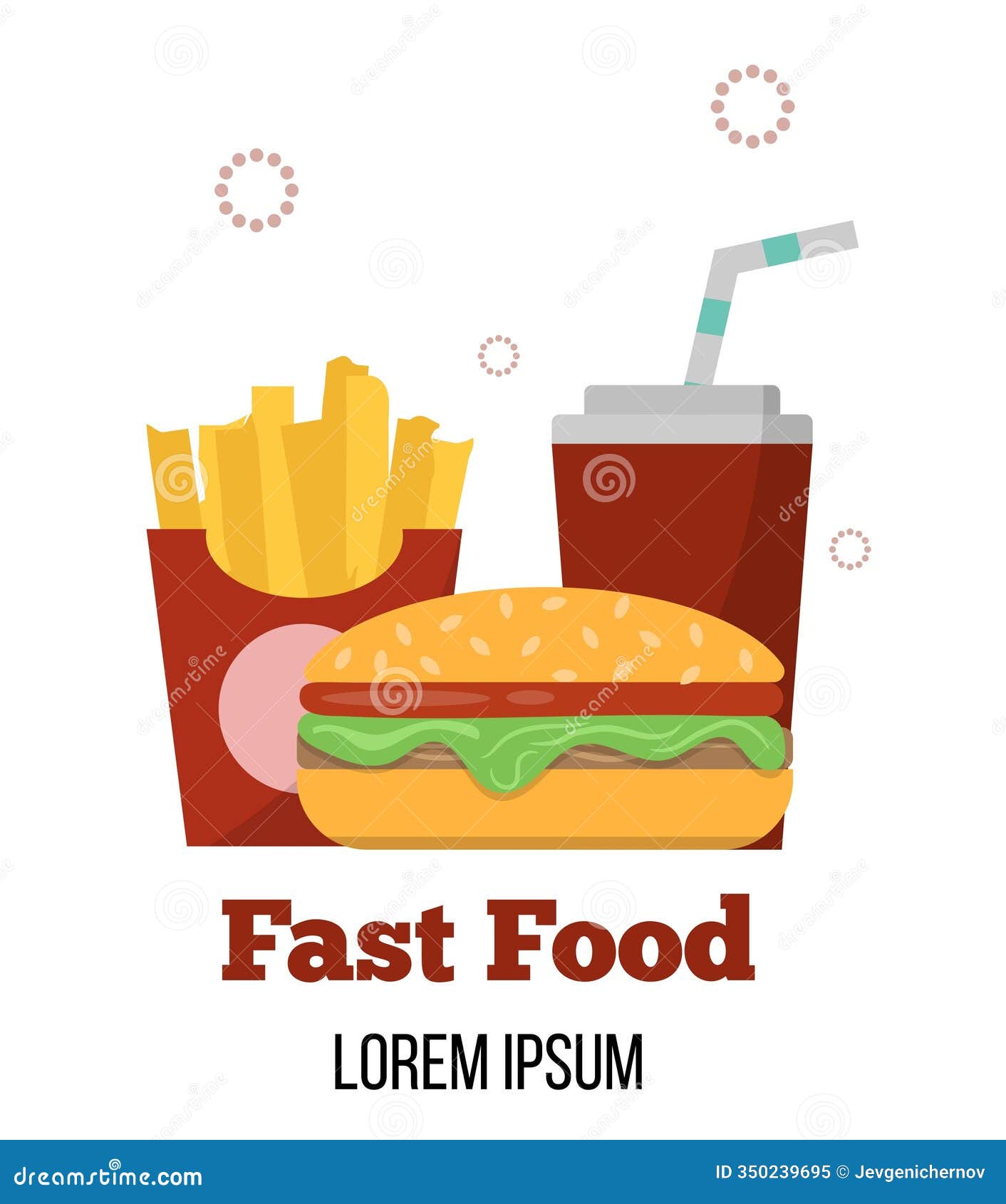Fast Food with Soda Drink Flat Style Stock Vector - Illustration of ...