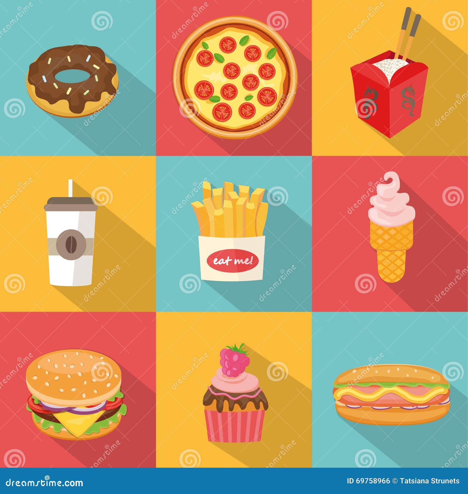 Fast food symbols. stock vector. Illustration of bucket - 69758966