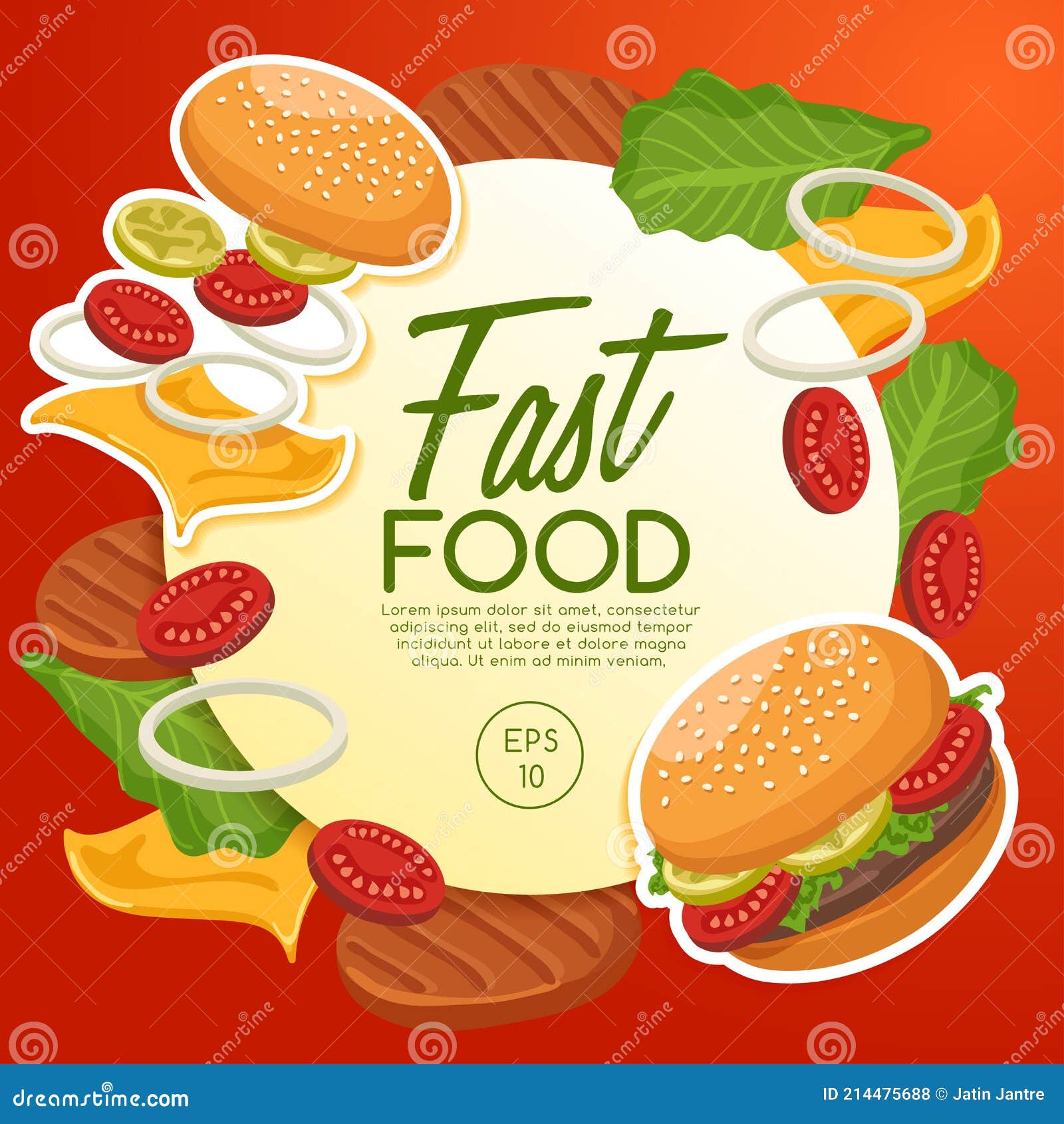 Fast Food Design template stock vector. Illustration of cooked - 214475688