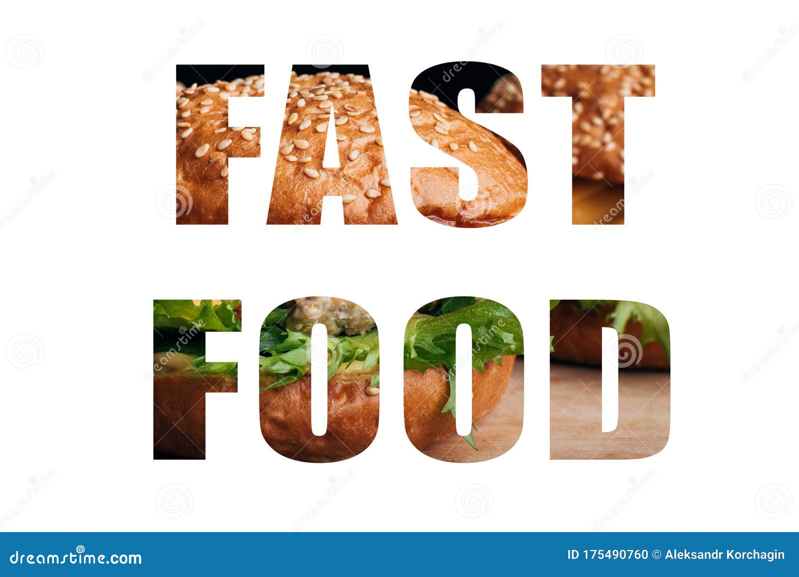 Fast Food Text Design on White Background Stock Illustration ...