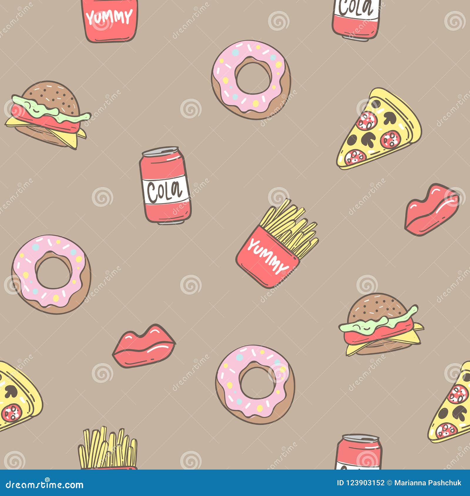 Fast Food. Trendy Seamless Pattern Background Stock Vector ...