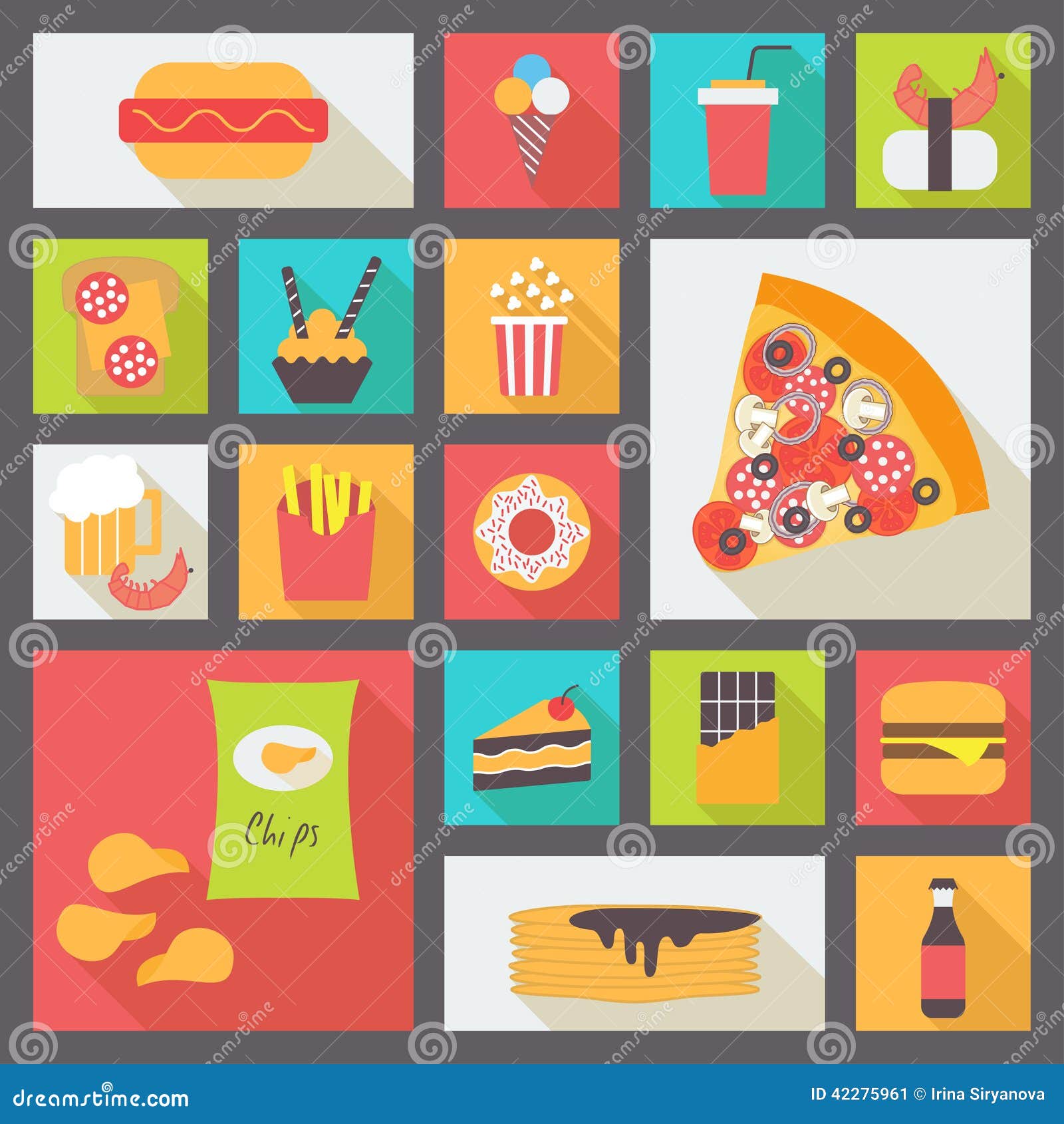 Fast food vector icons set stock vector. Illustration of cream - 42275961