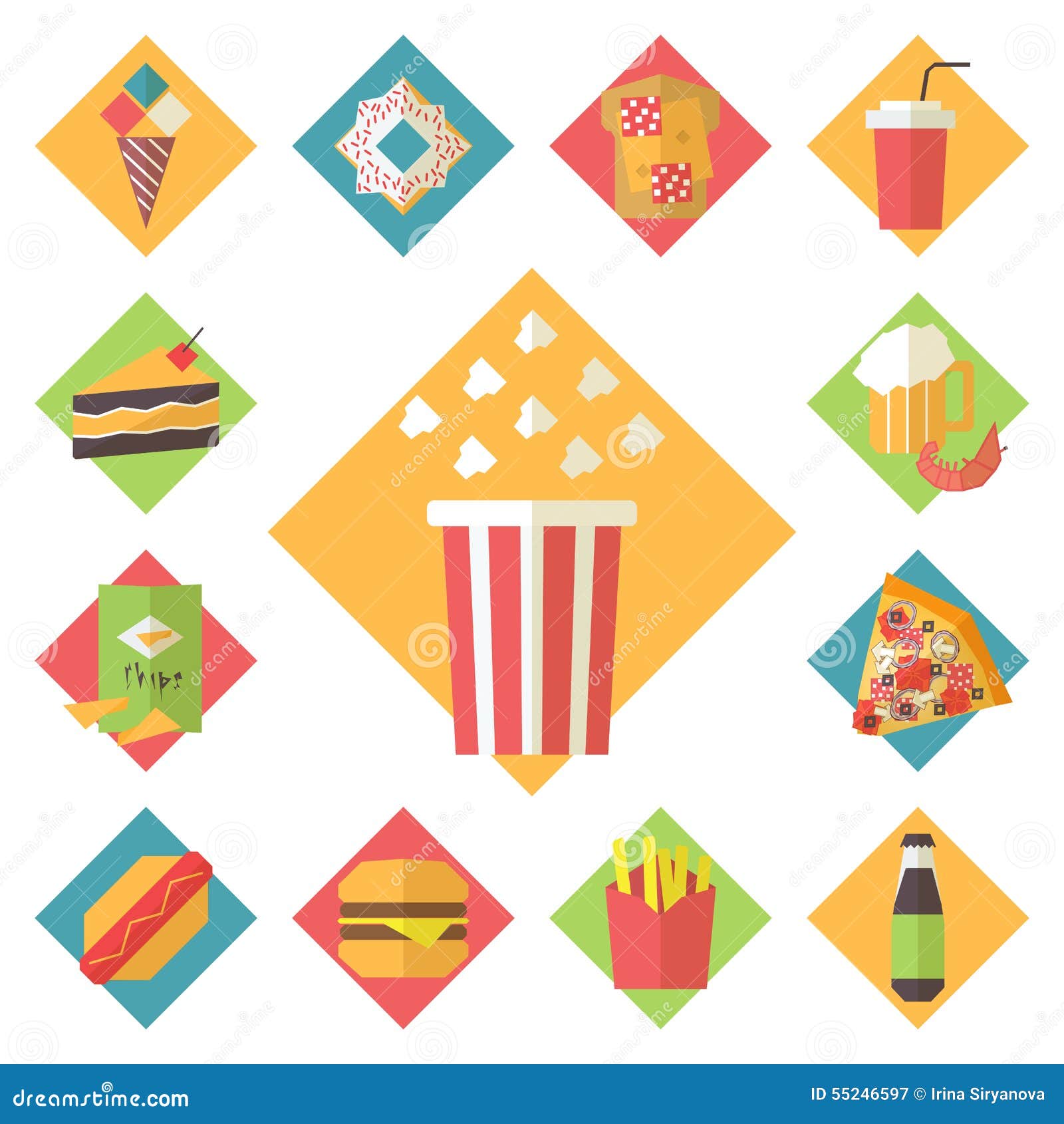 Fast Food Vector Icons Set for Menu, Cafe and Stock Vector ...