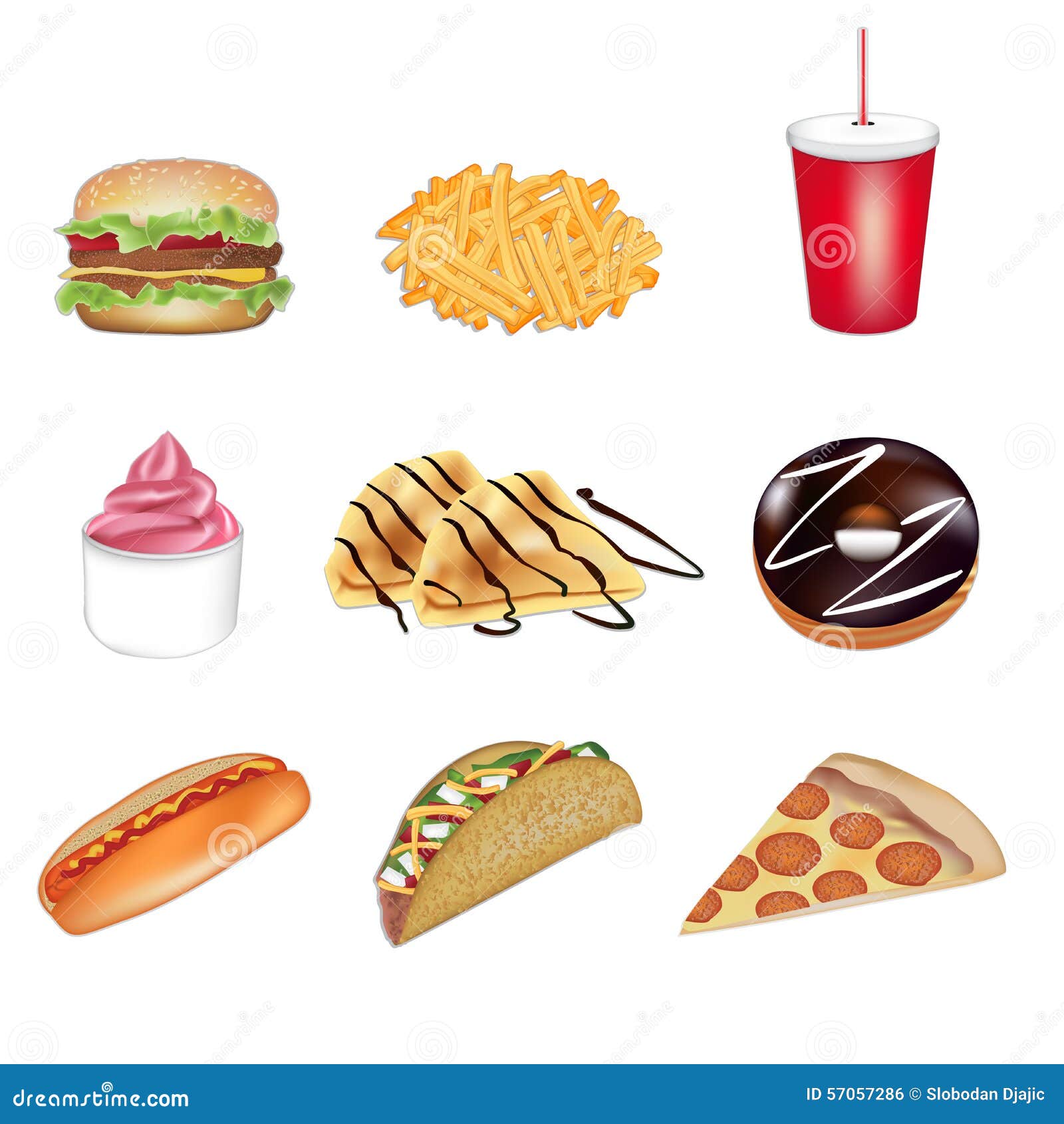 Fast Food Vector Illustrations Stock Vector - Illustration of fries ...