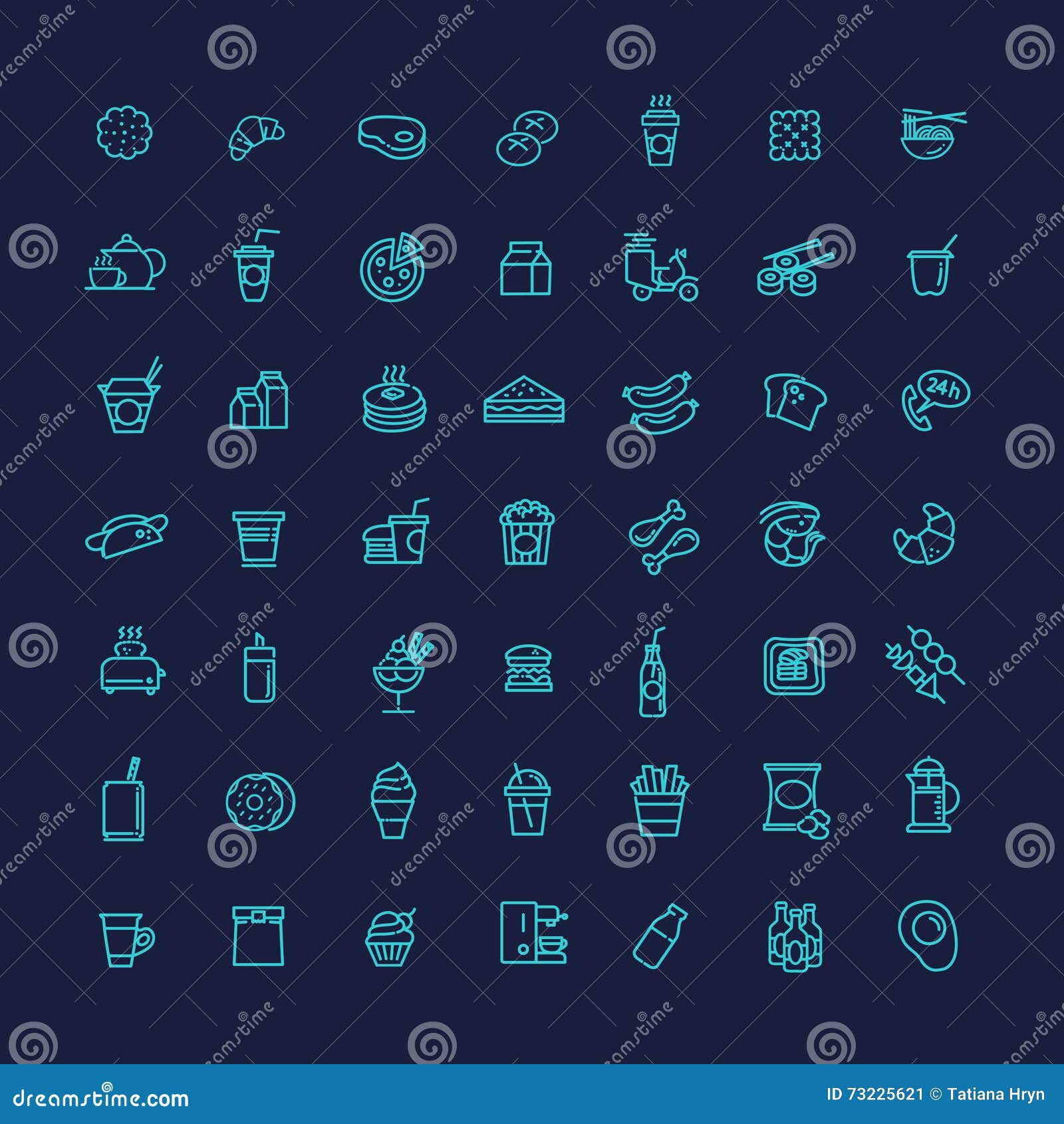Fast Food Vector Outline Icons Set. Cooking Stock Vector - Illustration ...