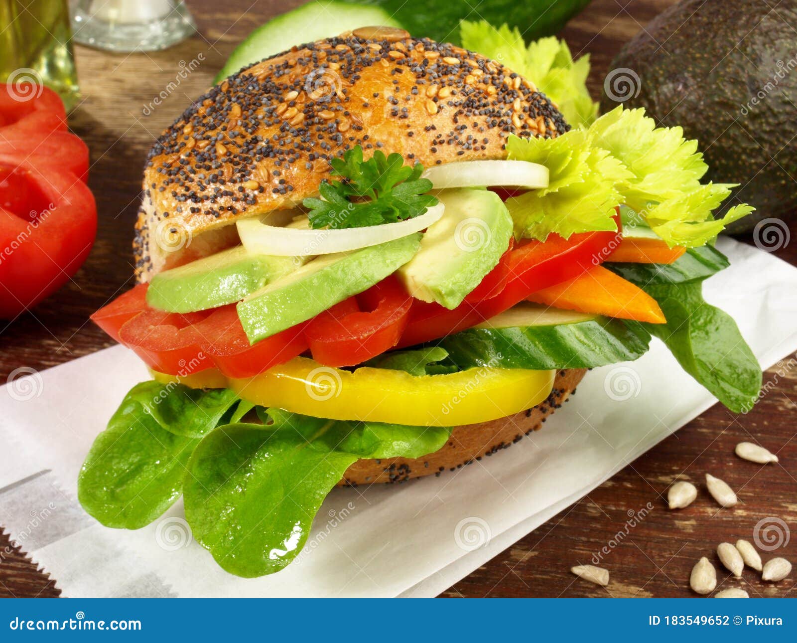 Fast Food - Vegetable Bun with Avocado Stock Photo - Image of avocado ...