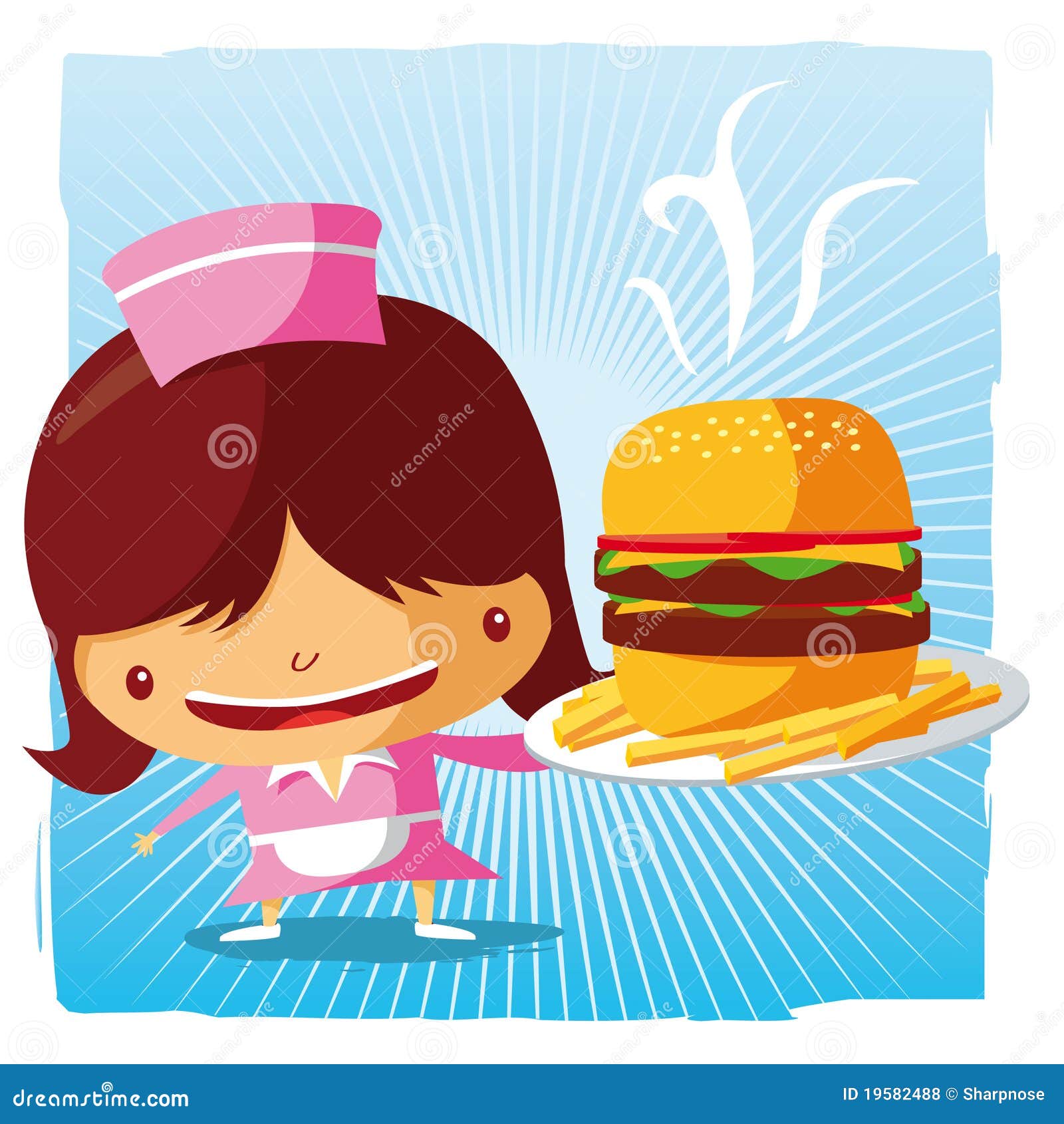 Fast food waitress stock vector. Illustration of restaurant - 19582488