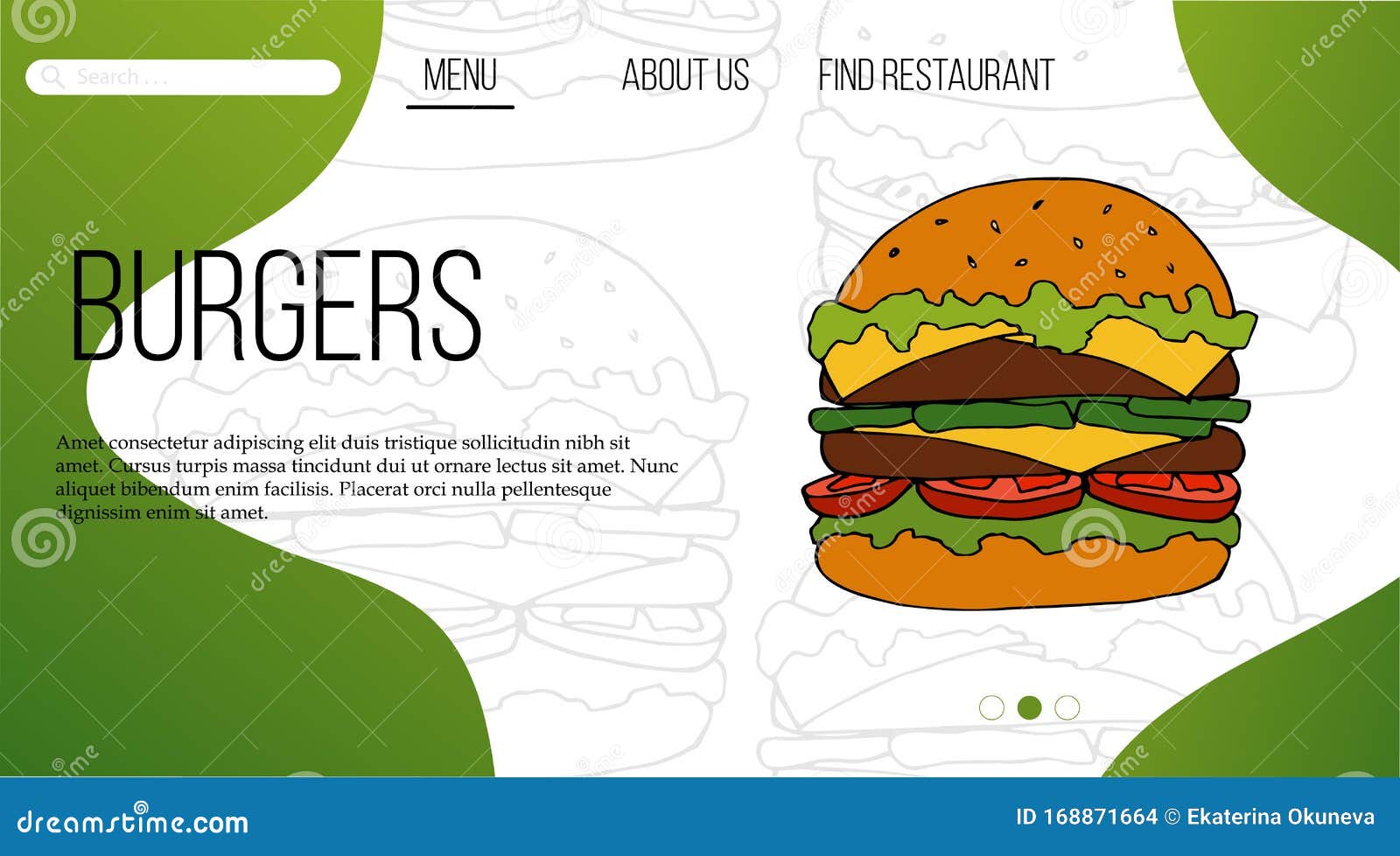 Fast Food Web Site Template. Landing Page Design for Website and Mobile ...