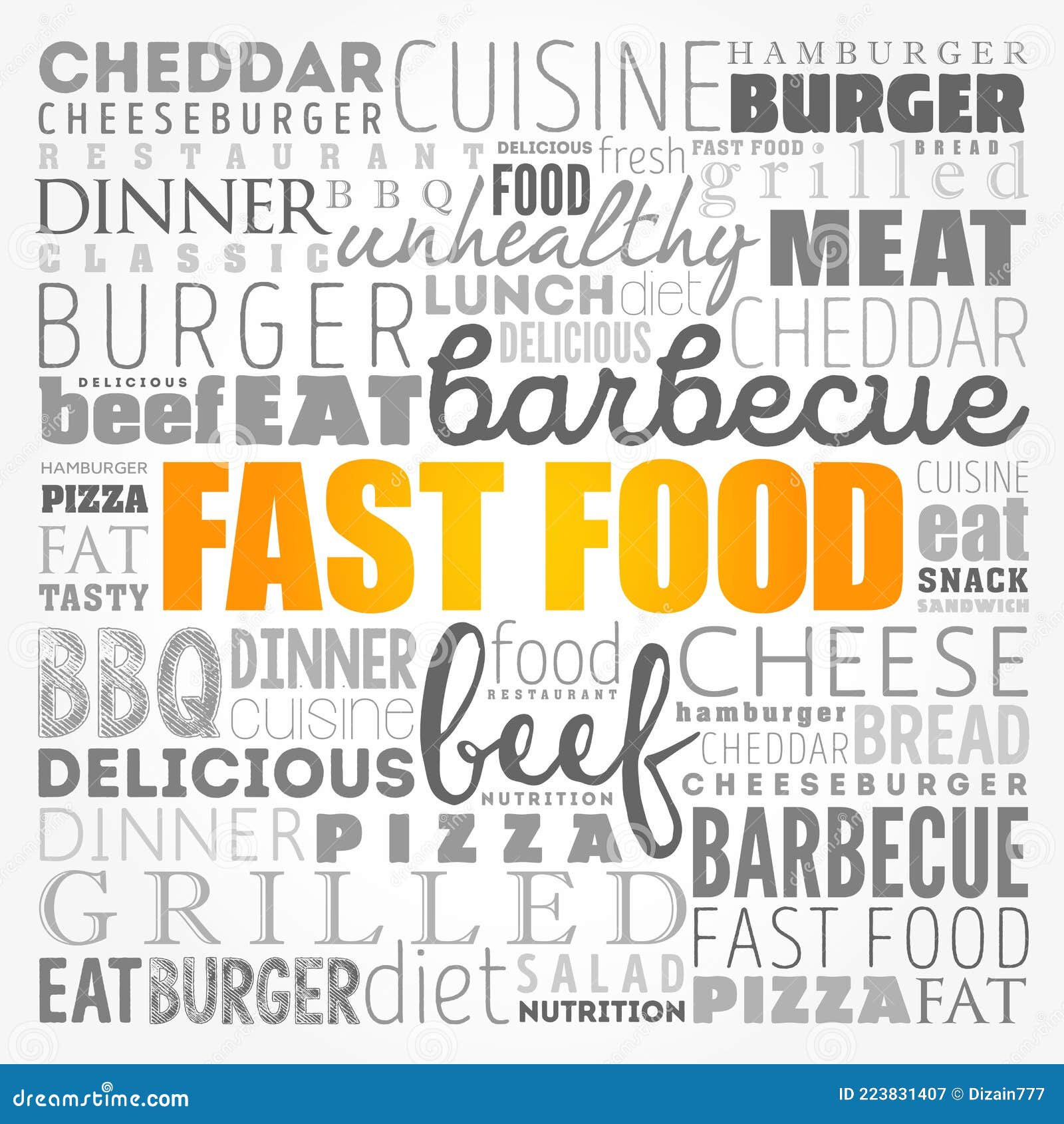FAST FOOD Word Cloud Collage, Concept Background Stock Illustration ...