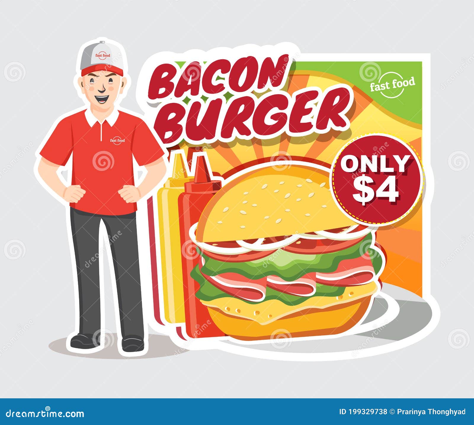 Fast Food Workers Vector Flat Style Character Illustration Stock Vector ...