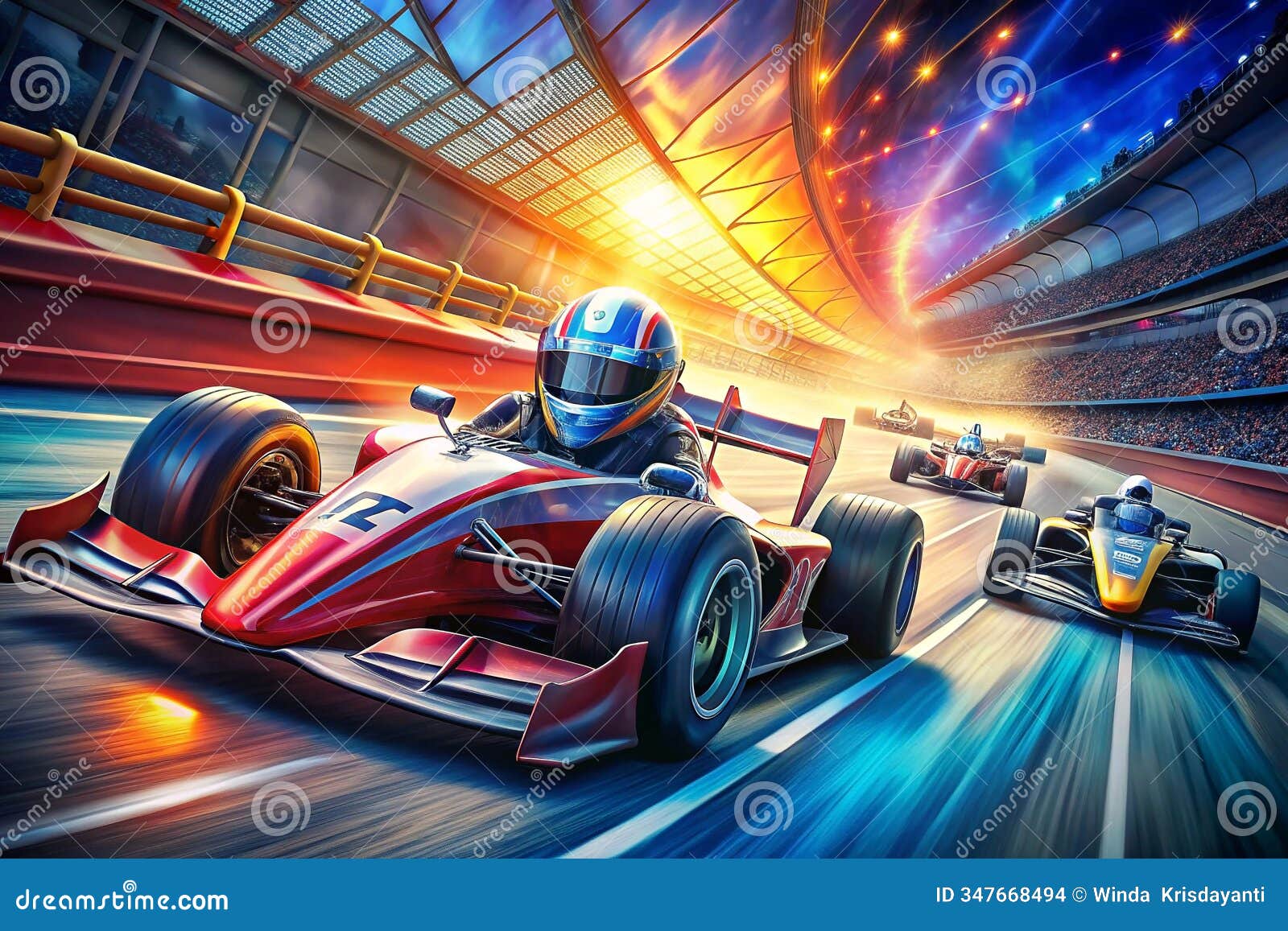 Fast Formula Race Cars Speeding on Track Stock Illustration ...