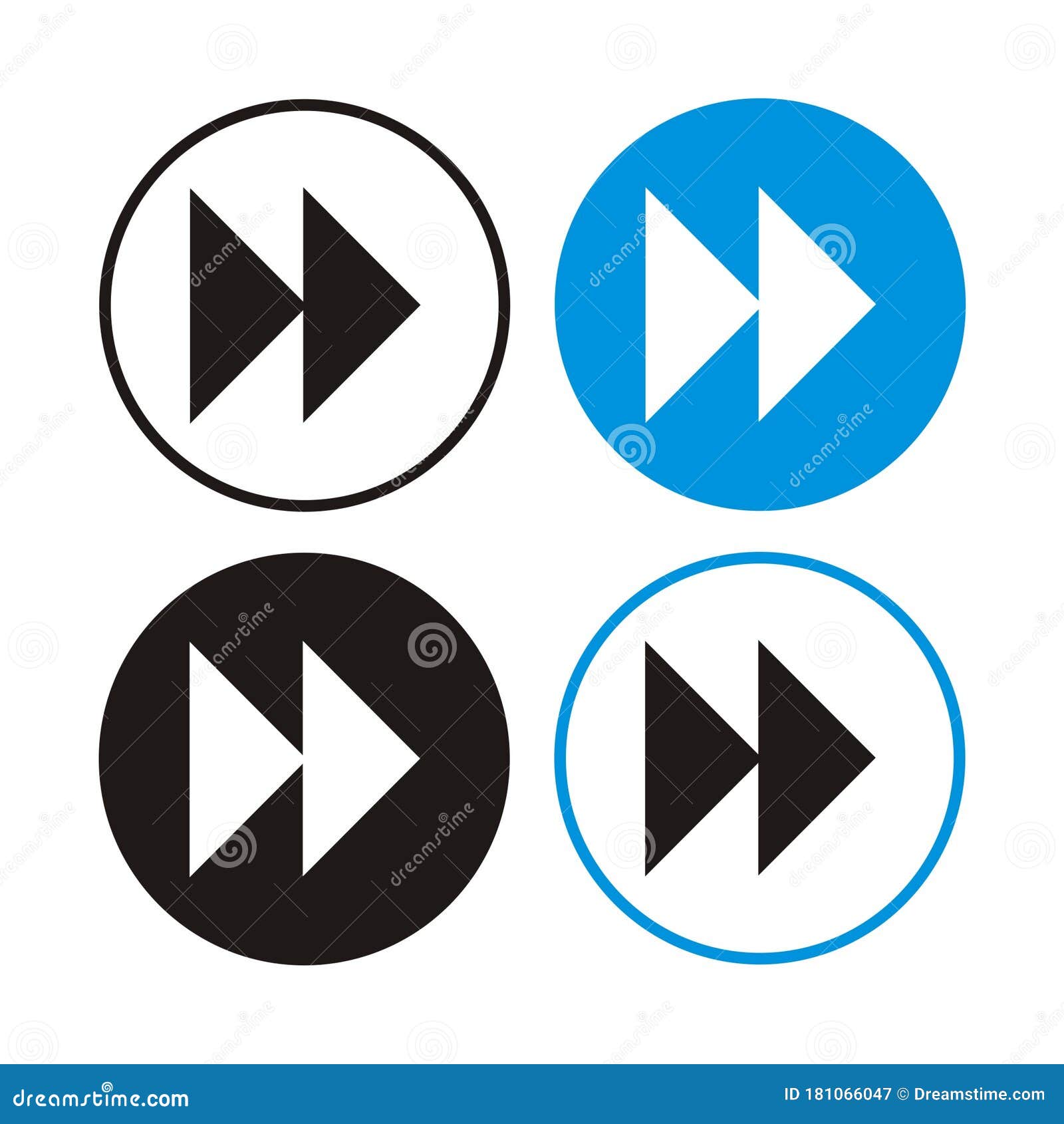 Fast Forward Button Icon with 4 Color Choices Stock Vector ...