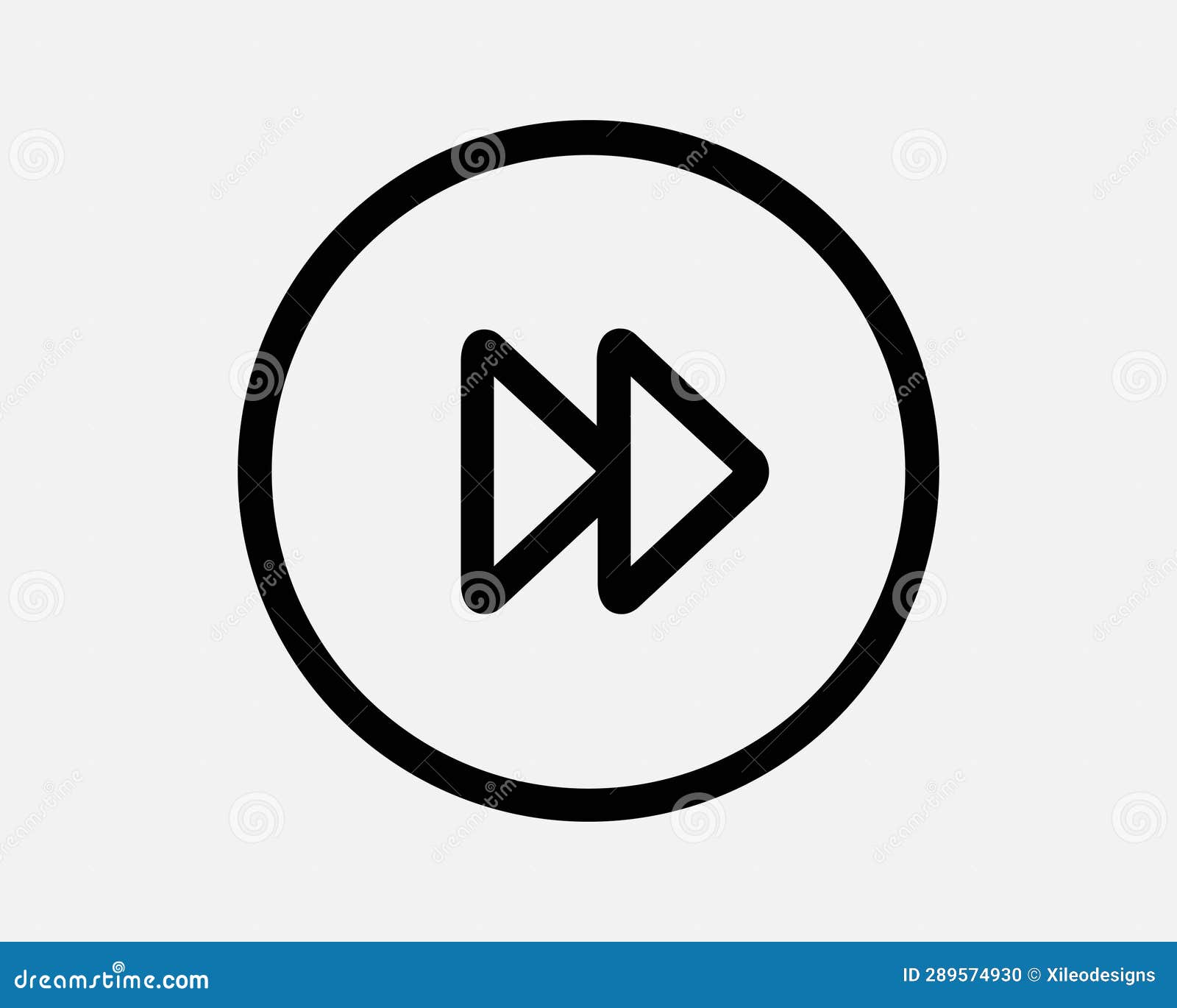 Fast Forward Round Thin Line Icon Skip Next Music Media Control Circle ...