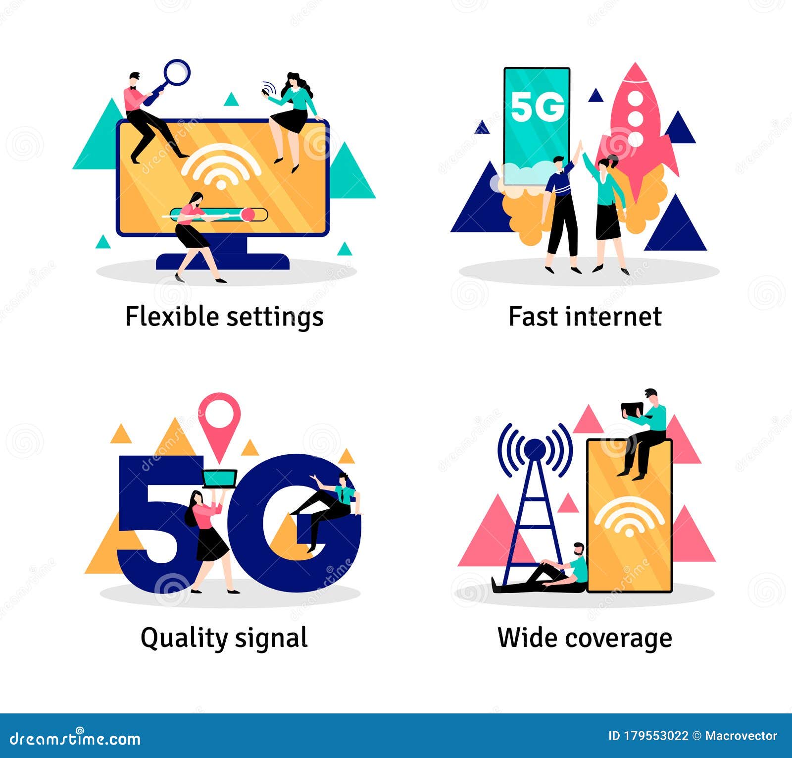 Fast 5G Internet Set stock vector. Illustration of elements - 179553022