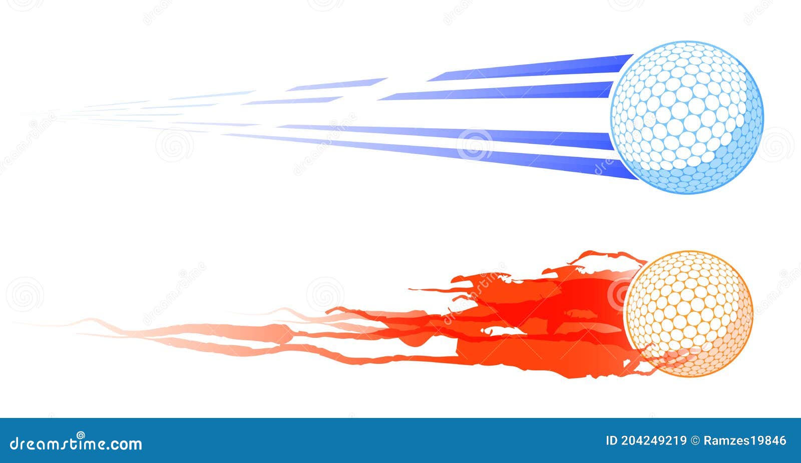 Fast Golf Ball Flies with Great Speed. Sport Equipment. Symbol for ...