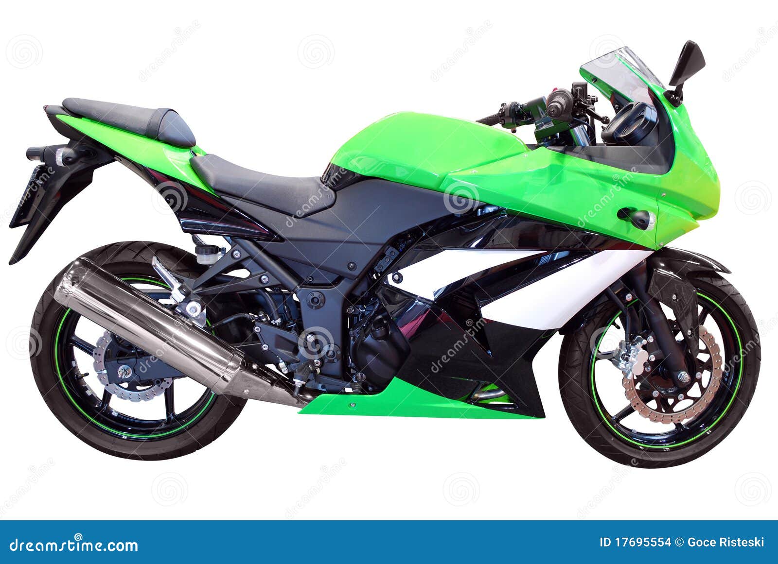 Fast green motorcycle stock photo. Image of chrome, engine - 17695554