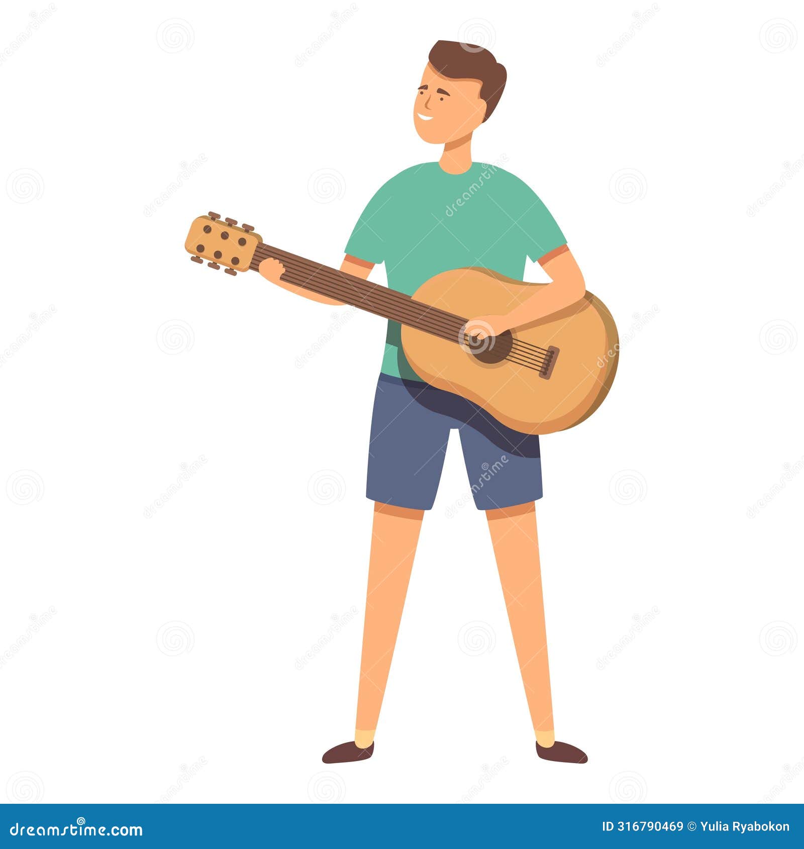 Fast Guitar Boy Play Icon Cartoon Vector. New String Lesson Stock ...