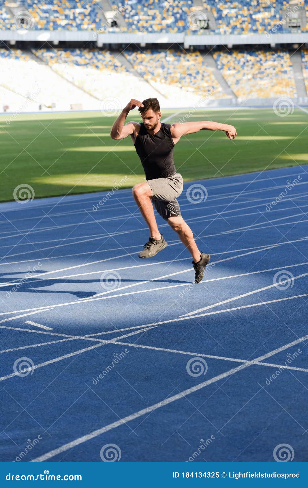 Fast Handsome Runner Exercising on Running Stock Image - Image of ...
