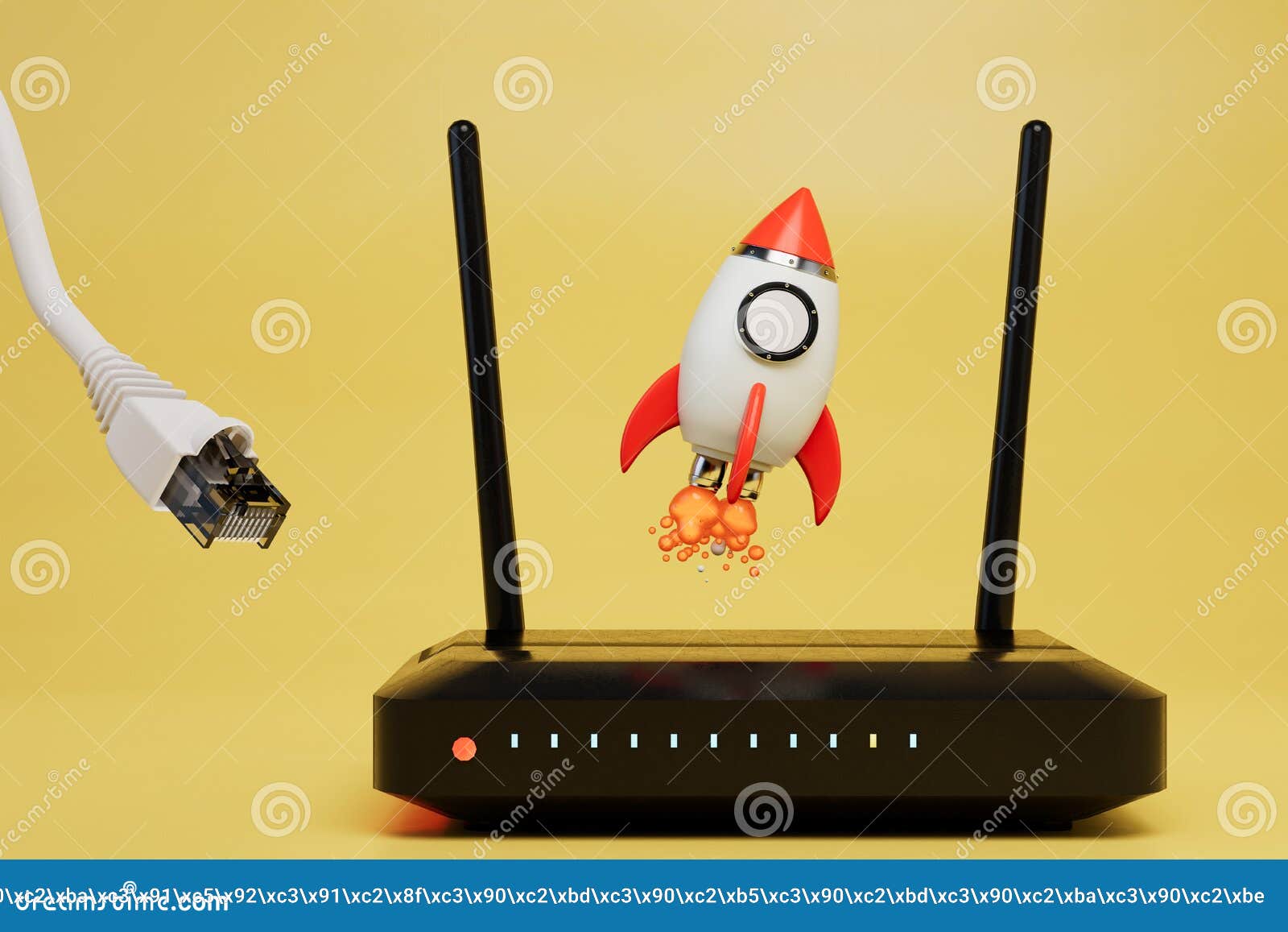 Fast Home Internet. Internet Cable Going To the Wi-Fi Router Over Which ...