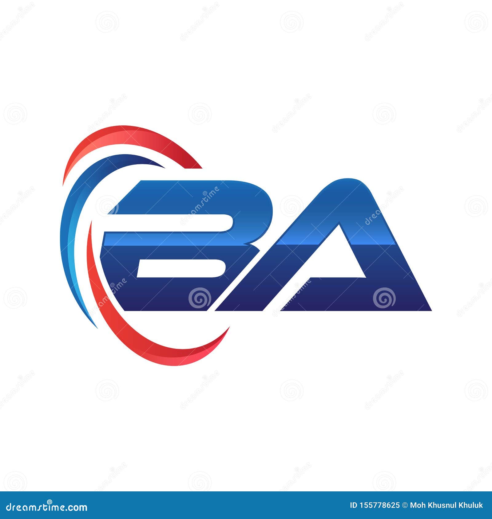 Initial Letter BA Logo Swoosh Red and Blue Stock Vector - Illustration ...