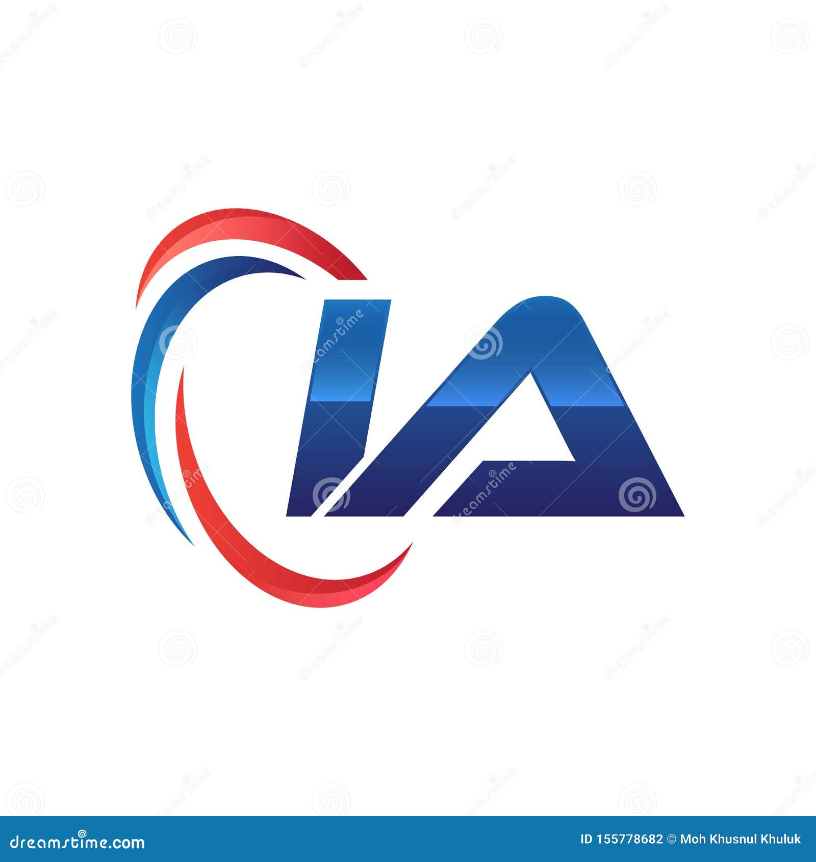 Initial Letter IA Logo Swoosh Red and Blue Stock Vector - Illustration ...