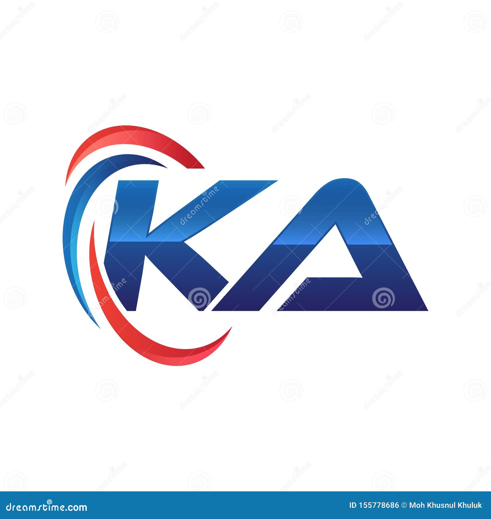 Initial Letter KA Logo Swoosh Red and Blue Stock Vector - Illustration ...