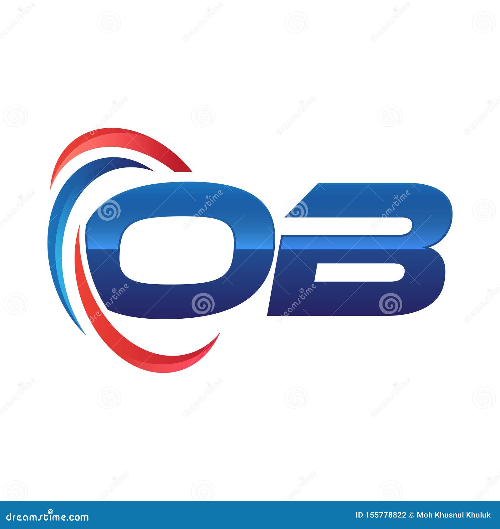 Initial Letter OB Logo Swoosh Red and Blue Stock Vector - Illustration ...