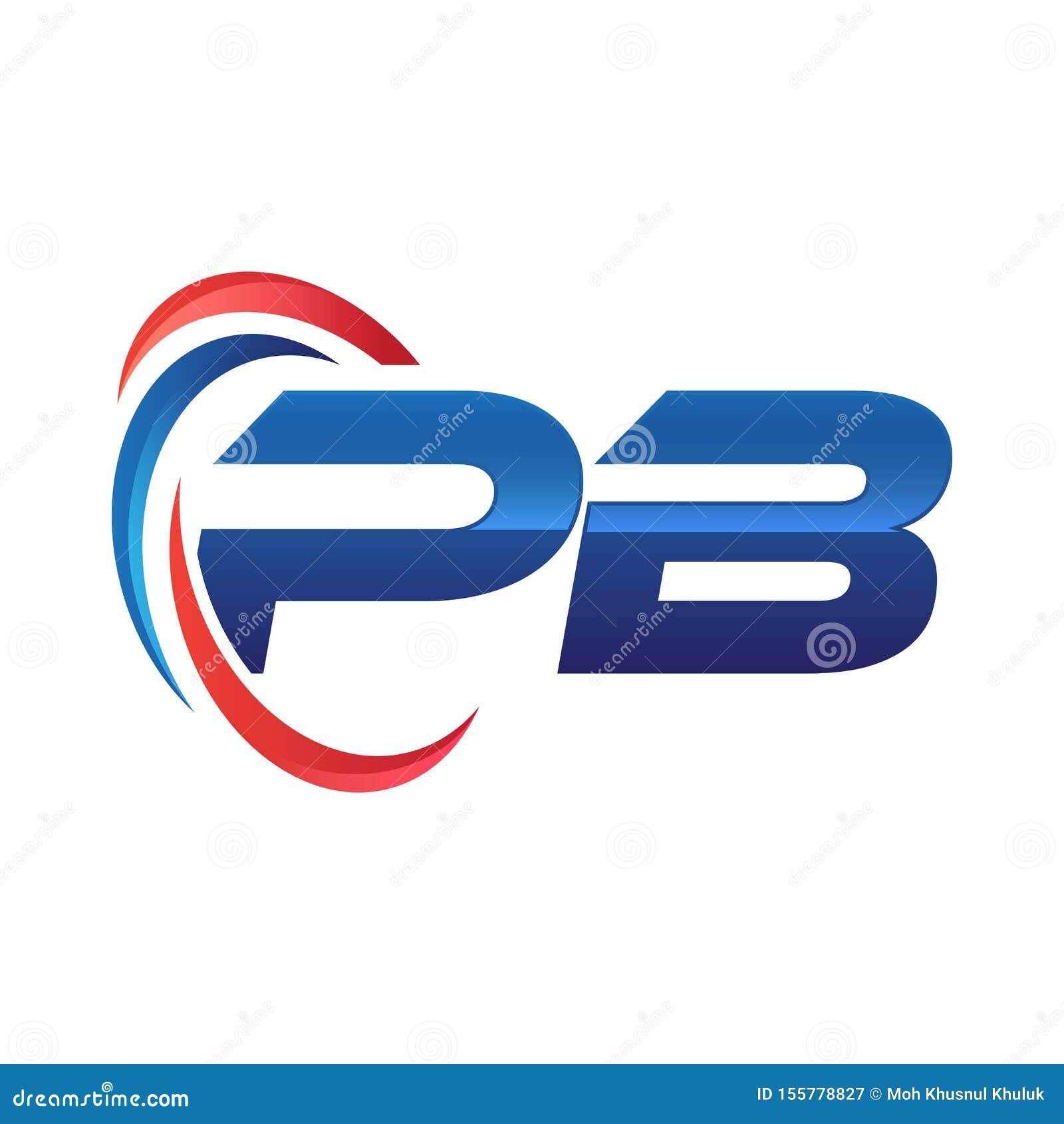 Initial Letter PB Logo Swoosh Red and Blue Stock Vector - Illustration ...