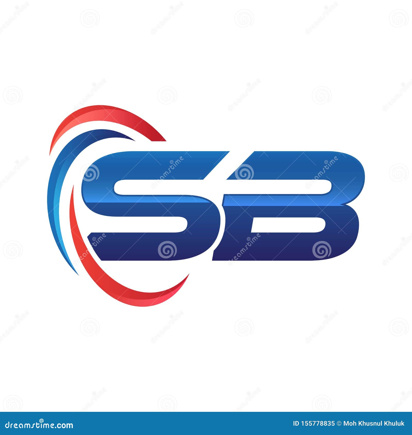 Initial Letter SB Logo Swoosh Red and Blue Stock Vector - Illustration ...