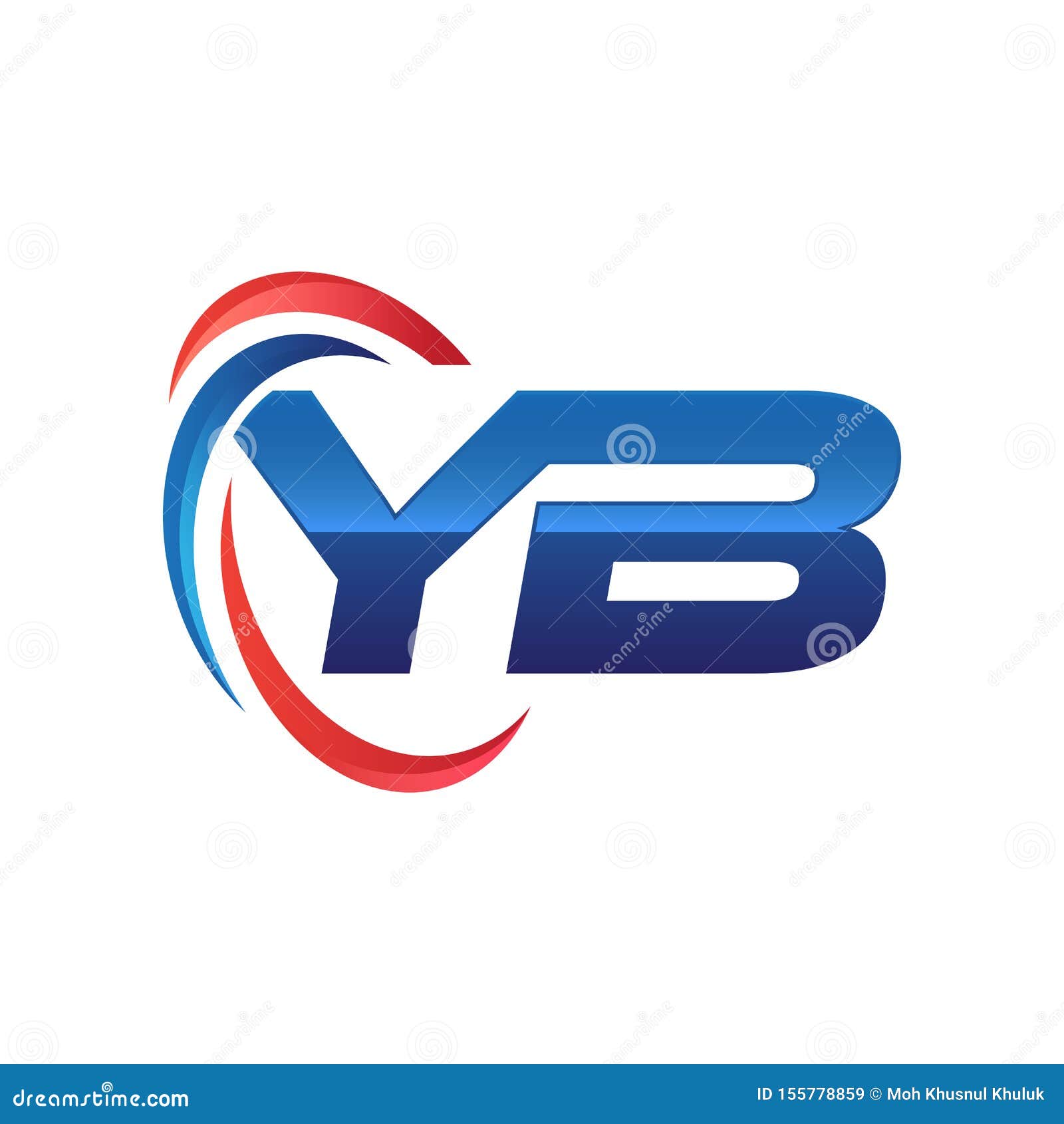 Initial Letter YB Logo Swoosh Red and Blue Stock Vector - Illustration ...