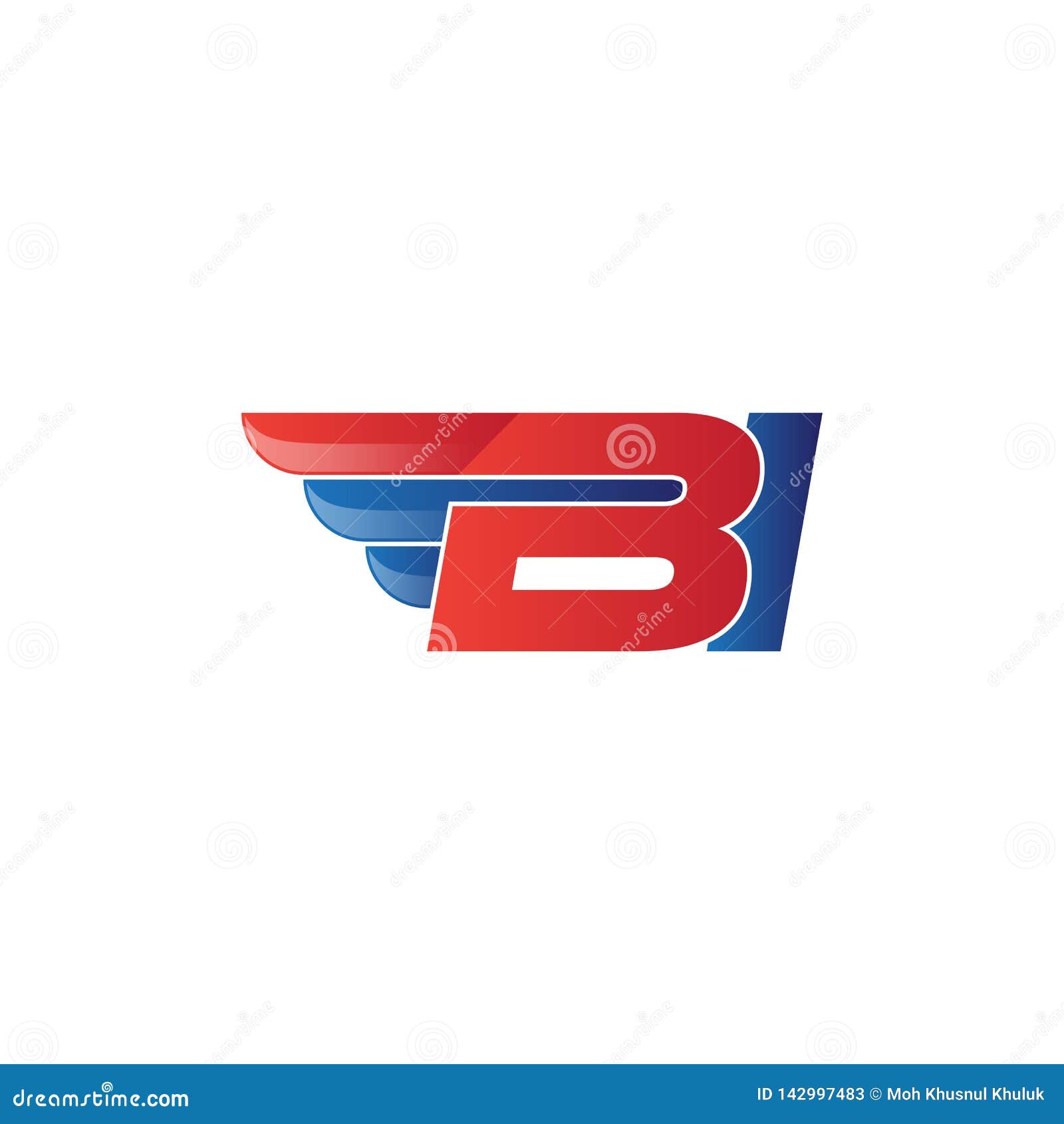 Fast Initial Letter BI Logo Vector Wing Stock Vector - Illustration of ...