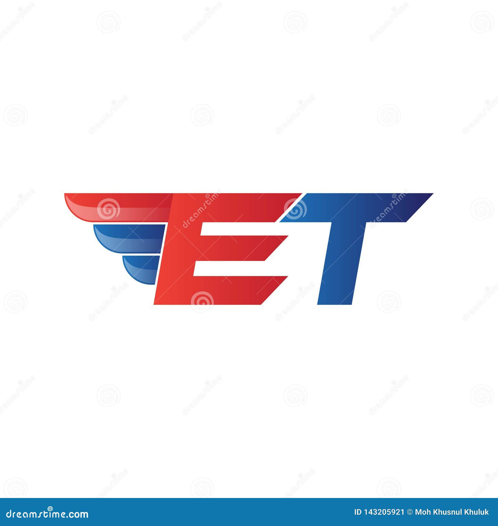 Fast Initial Letter ET Logo Vector Wing Stock Vector - Illustration of ...