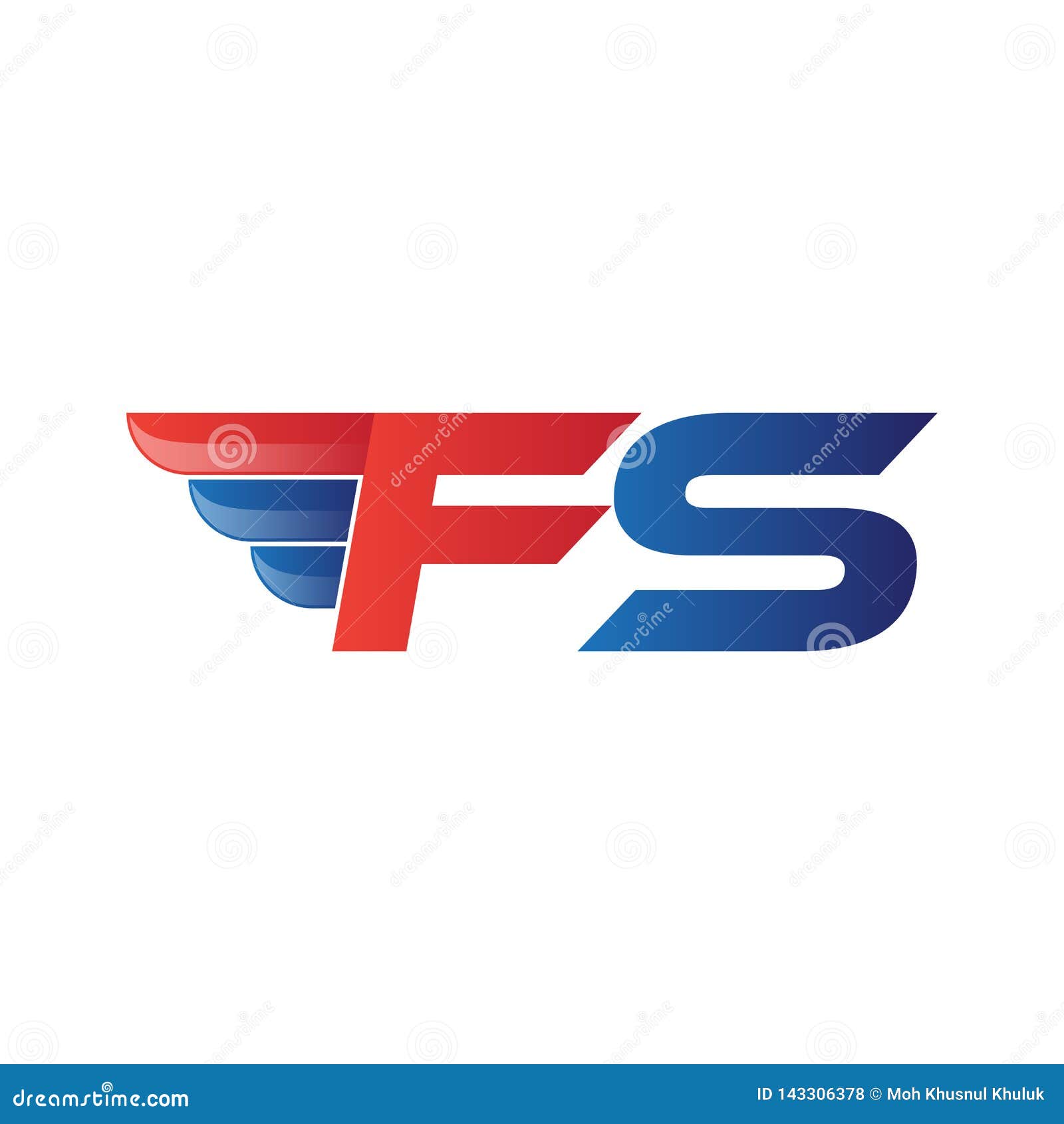 Fast Initial Letter FS Logo Vector Wing Stock Vector - Illustration of ...