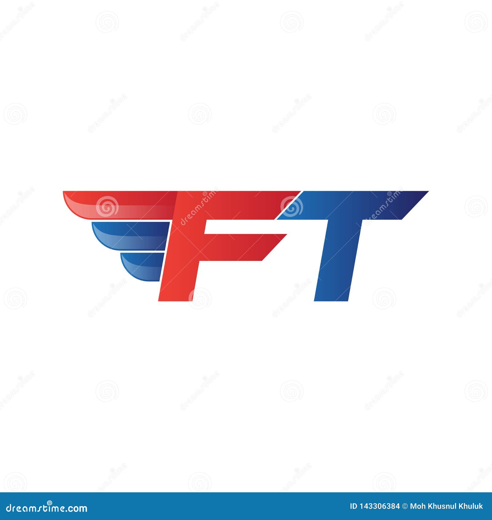 Fast Initial Letter FT Logo Vector Wing Stock Vector - Illustration of ...