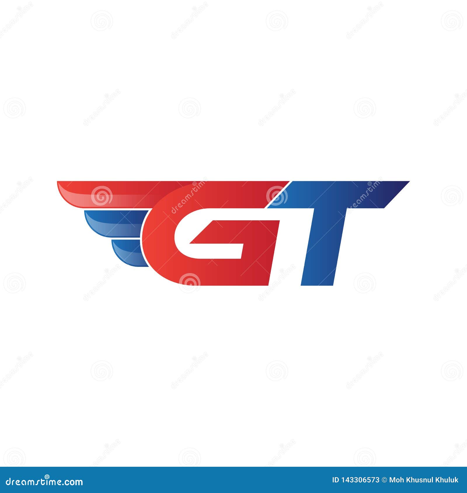 Fast Initial Letter GT Logo Vector Wing Stock Vector - Illustration of ...