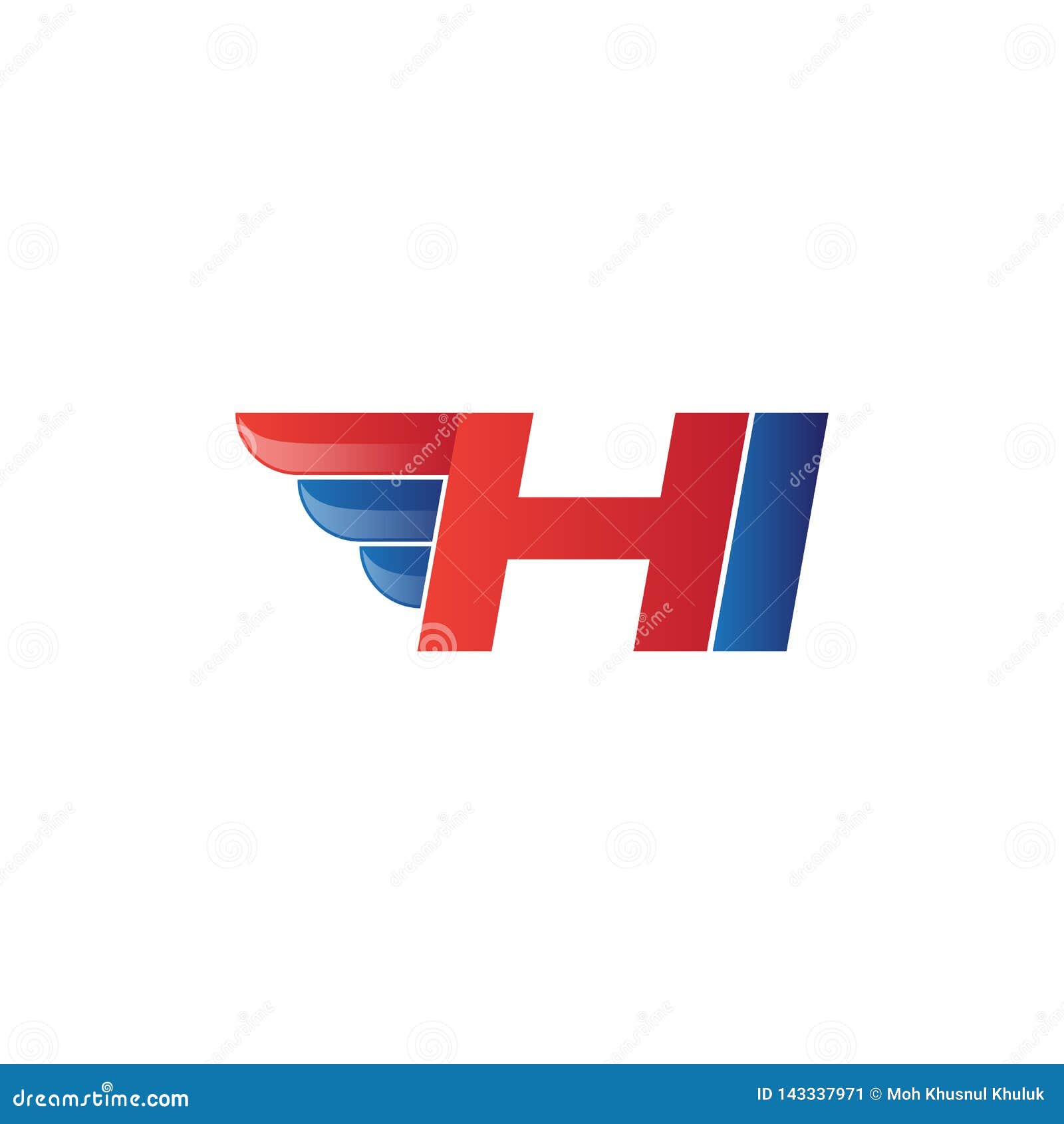 Fast Initial Letter HI Logo Vector Wing Stock Vector - Illustration of ...