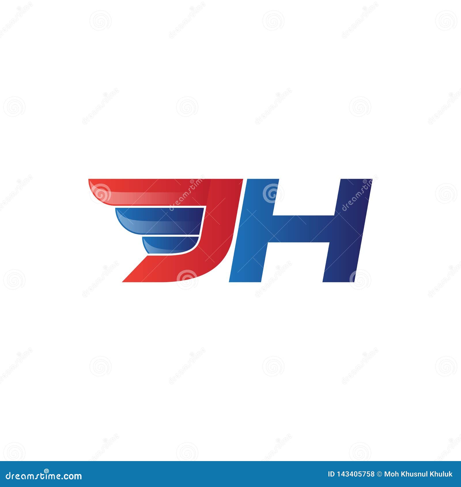 Fast Initial Letter JH Logo Vector Wing Stock Vector - Illustration of ...