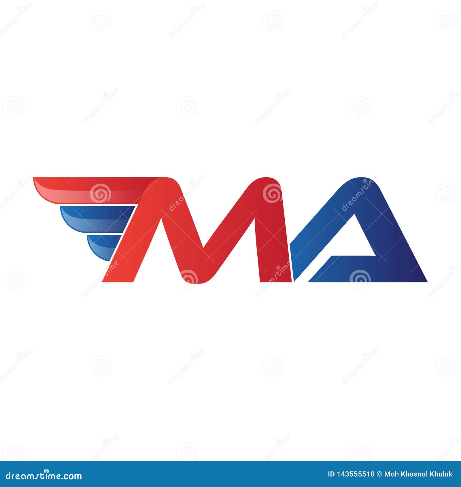 Fast Initial Letter MA Logo Vector Wing Stock Vector - Illustration of ...