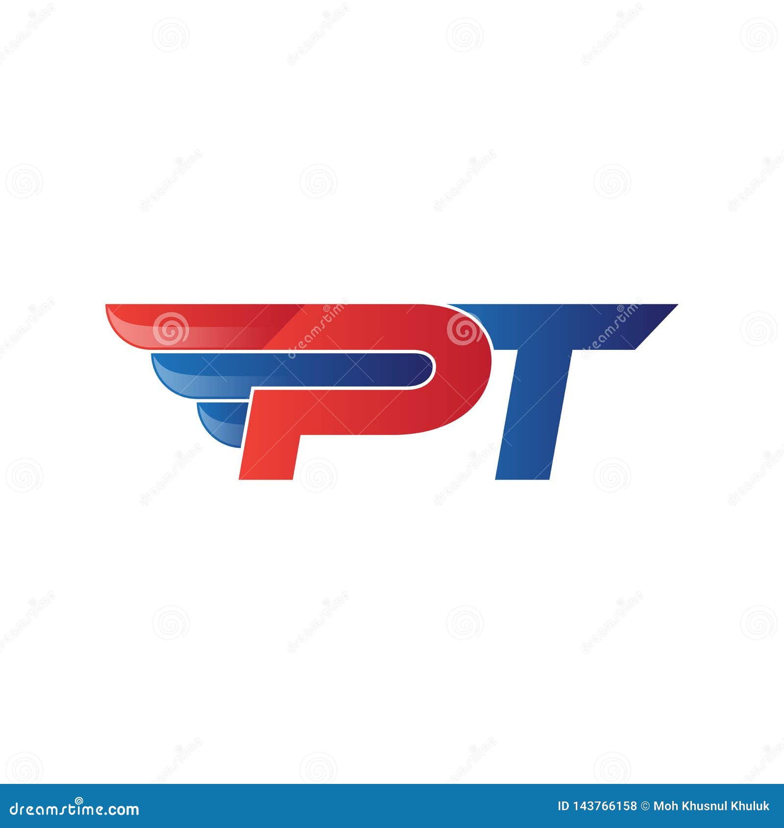 Fast Initial Letter PT Logo Vector Wing Stock Vector - Illustration of ...