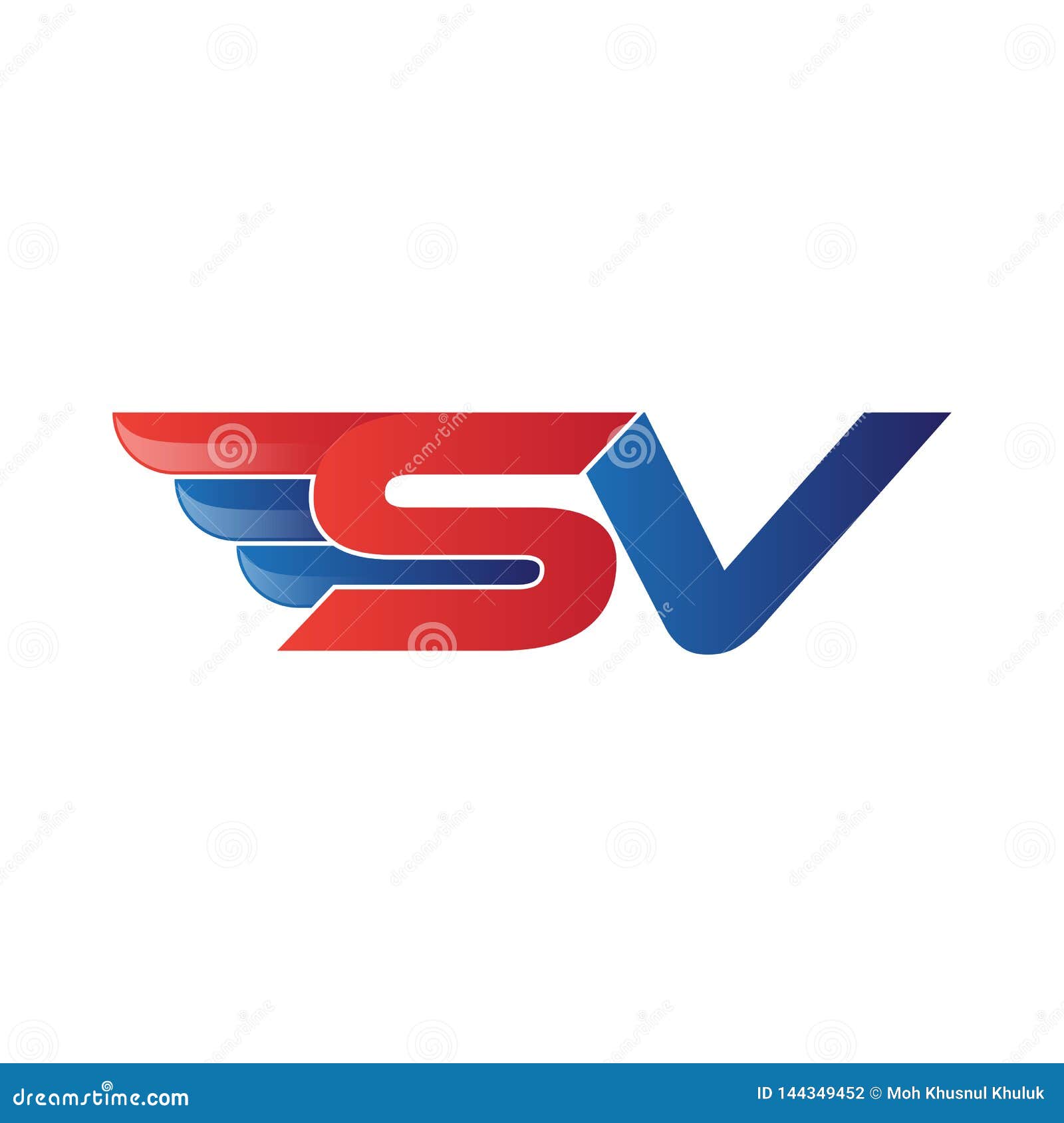Fast Initial Letter SV Logo Vector Wing Stock Vector - Illustration of ...