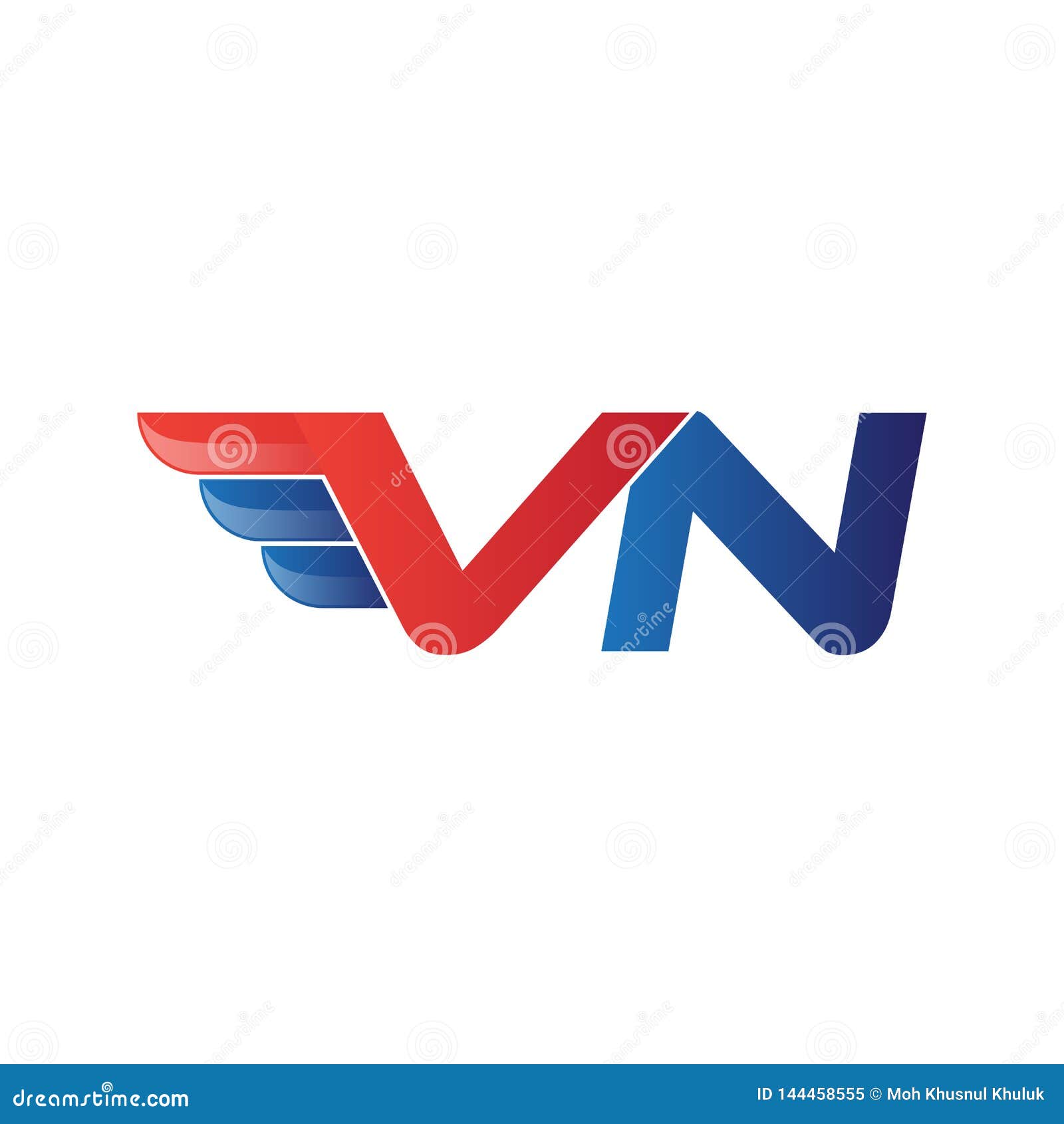 Fast Initial Letter VN Logo Vector Wing Stock Vector - Illustration of ...