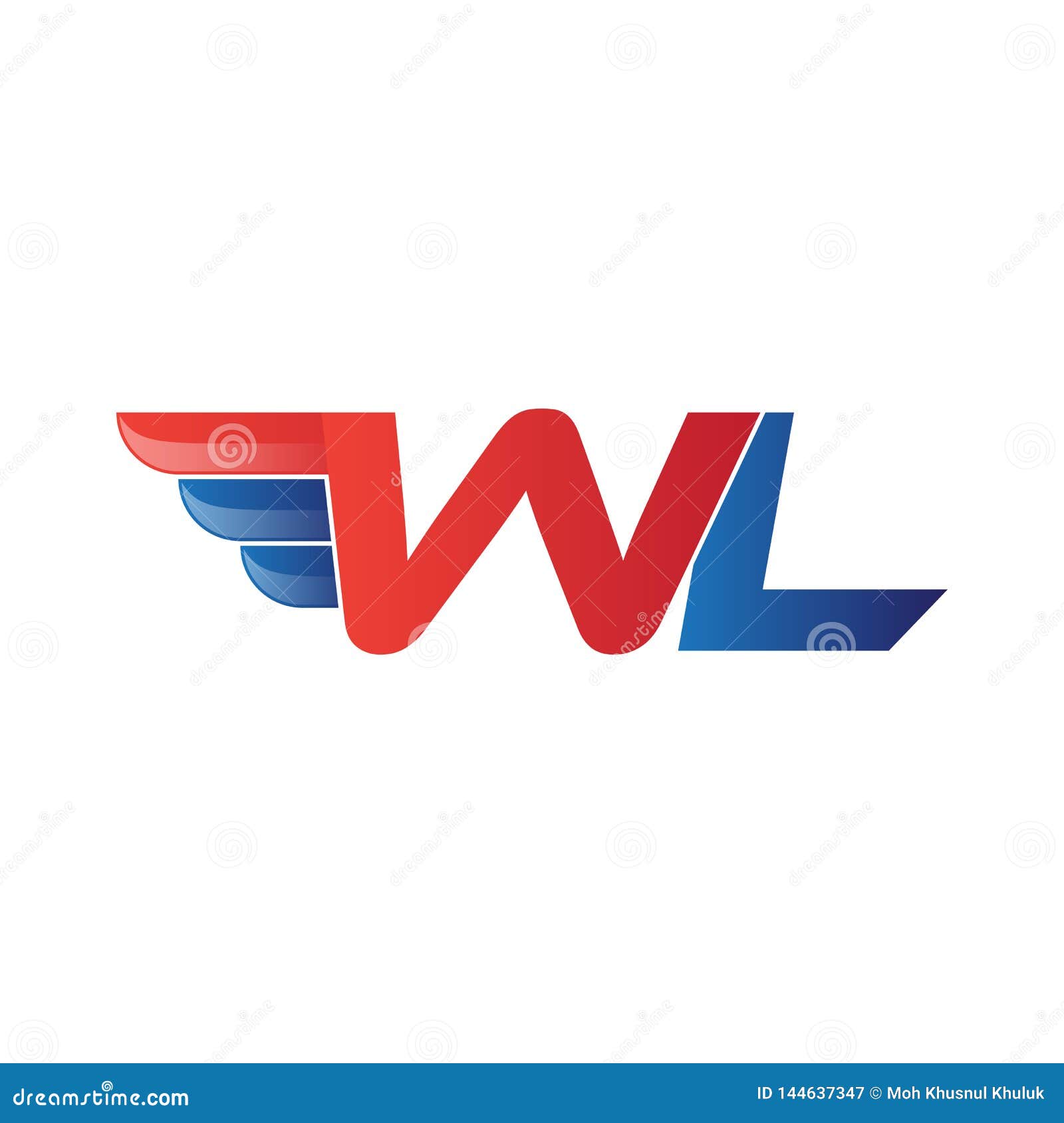 Fast Initial Letter WL Logo Vector Wing Stock Vector - Illustration of ...